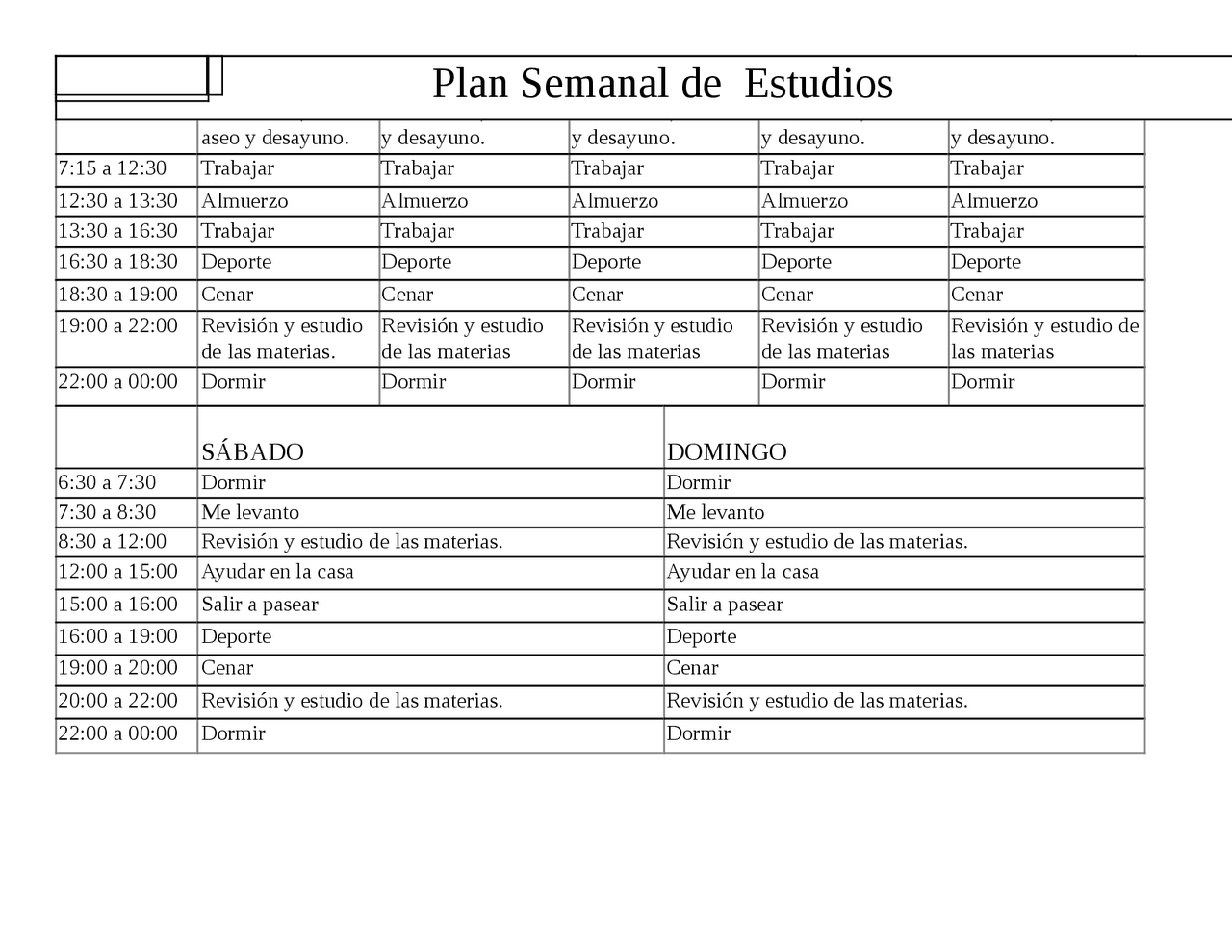 Plan semanal de estudios | Esquemas y mapas conceptuales de Metodología de Investigación - Docsity