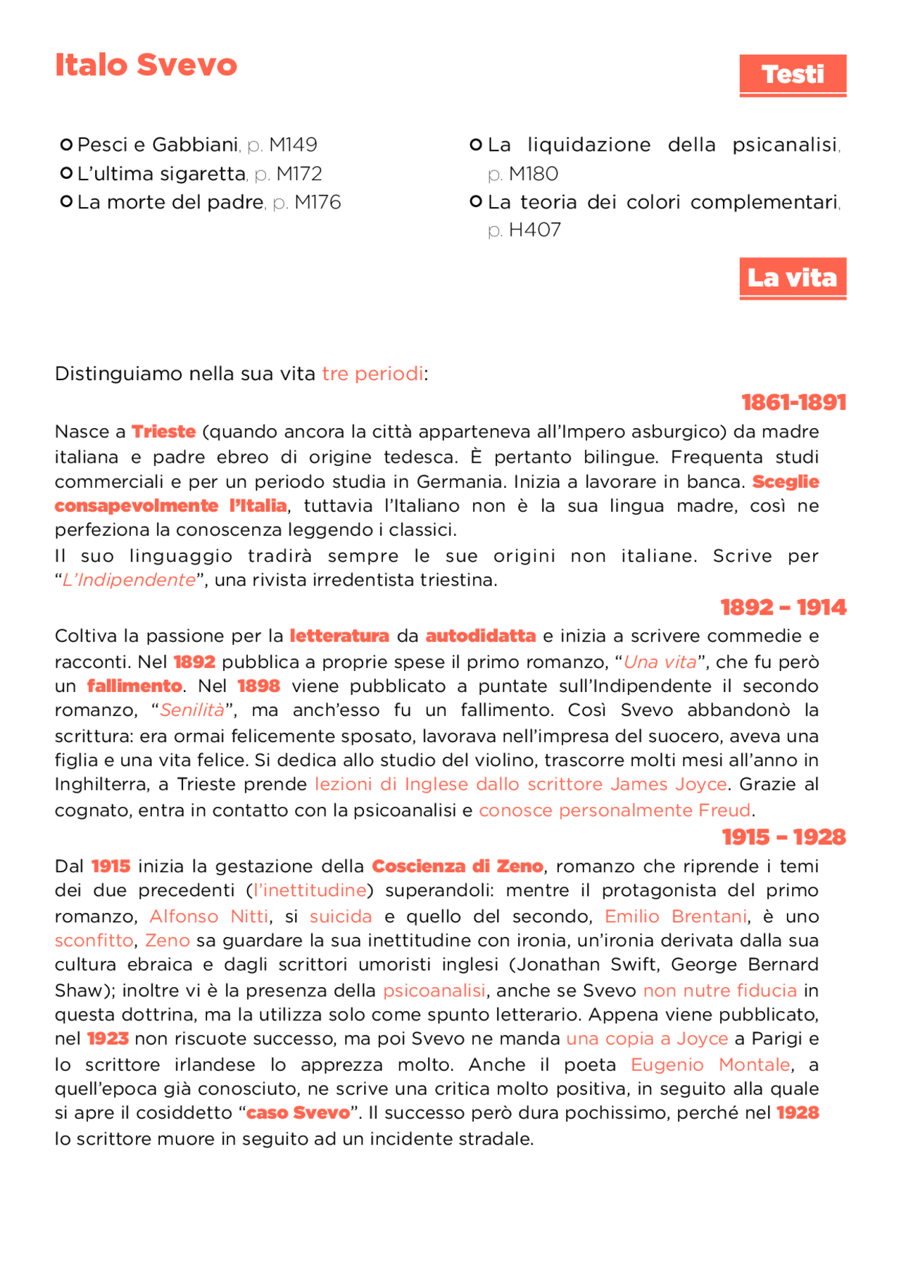 Svevo Vita Opere Analisi Docsity
