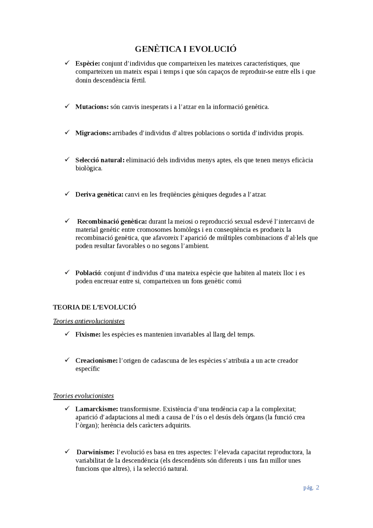 Genètica De Poblacions I Evolució Docsity