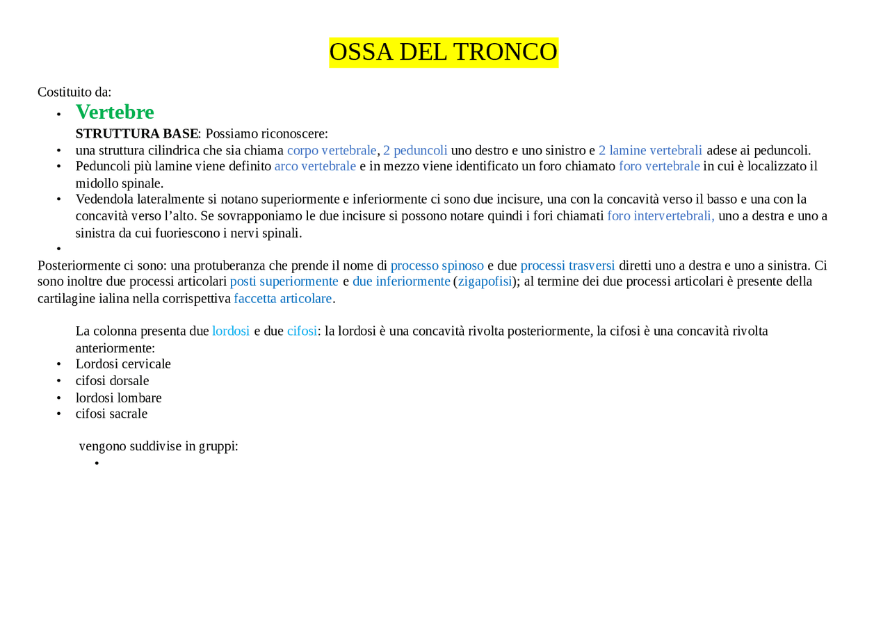 Appunti Anatomia Umana Scienze Motorie Docsity