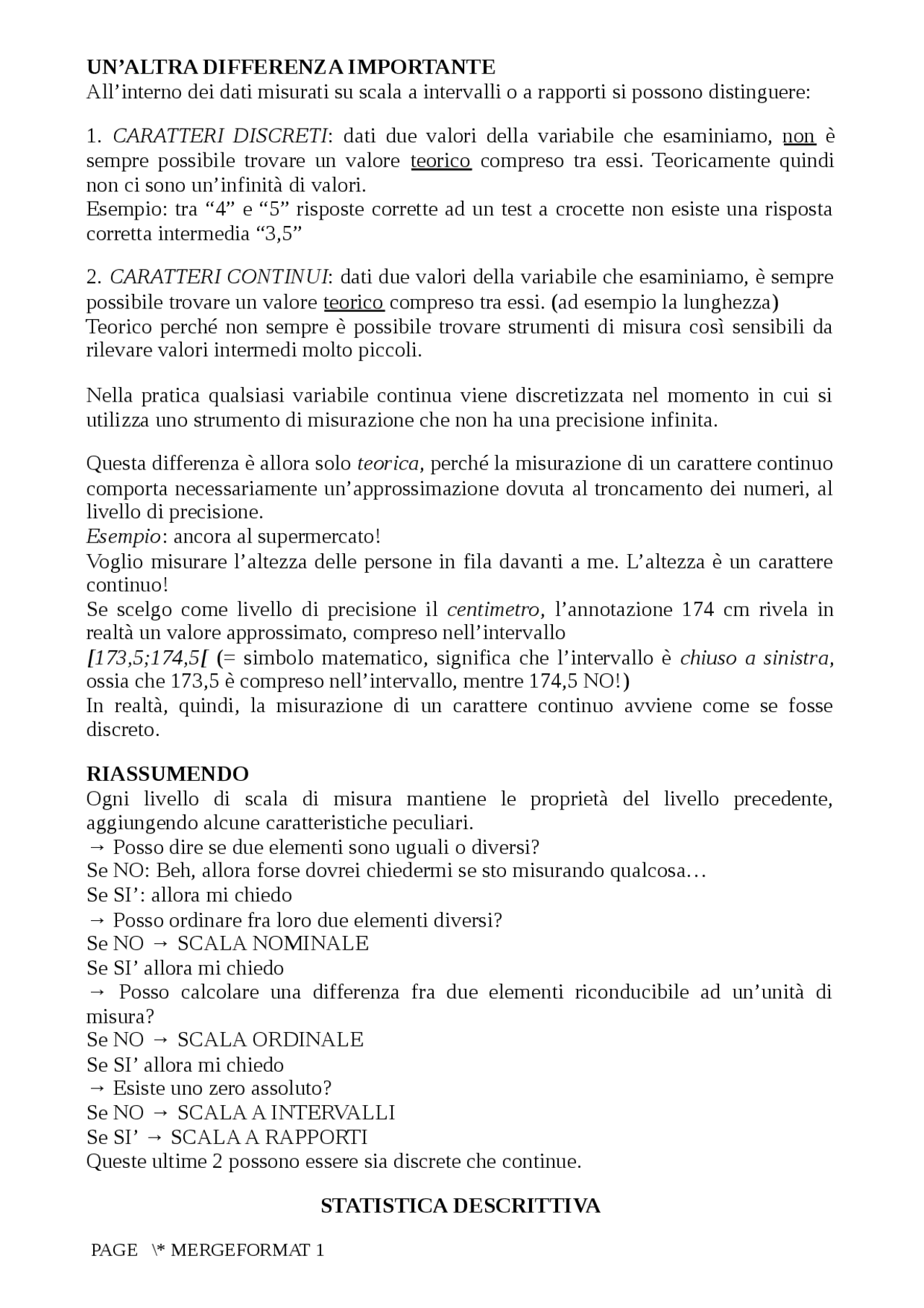 Statistica Primo Anno Specialistica Docsity