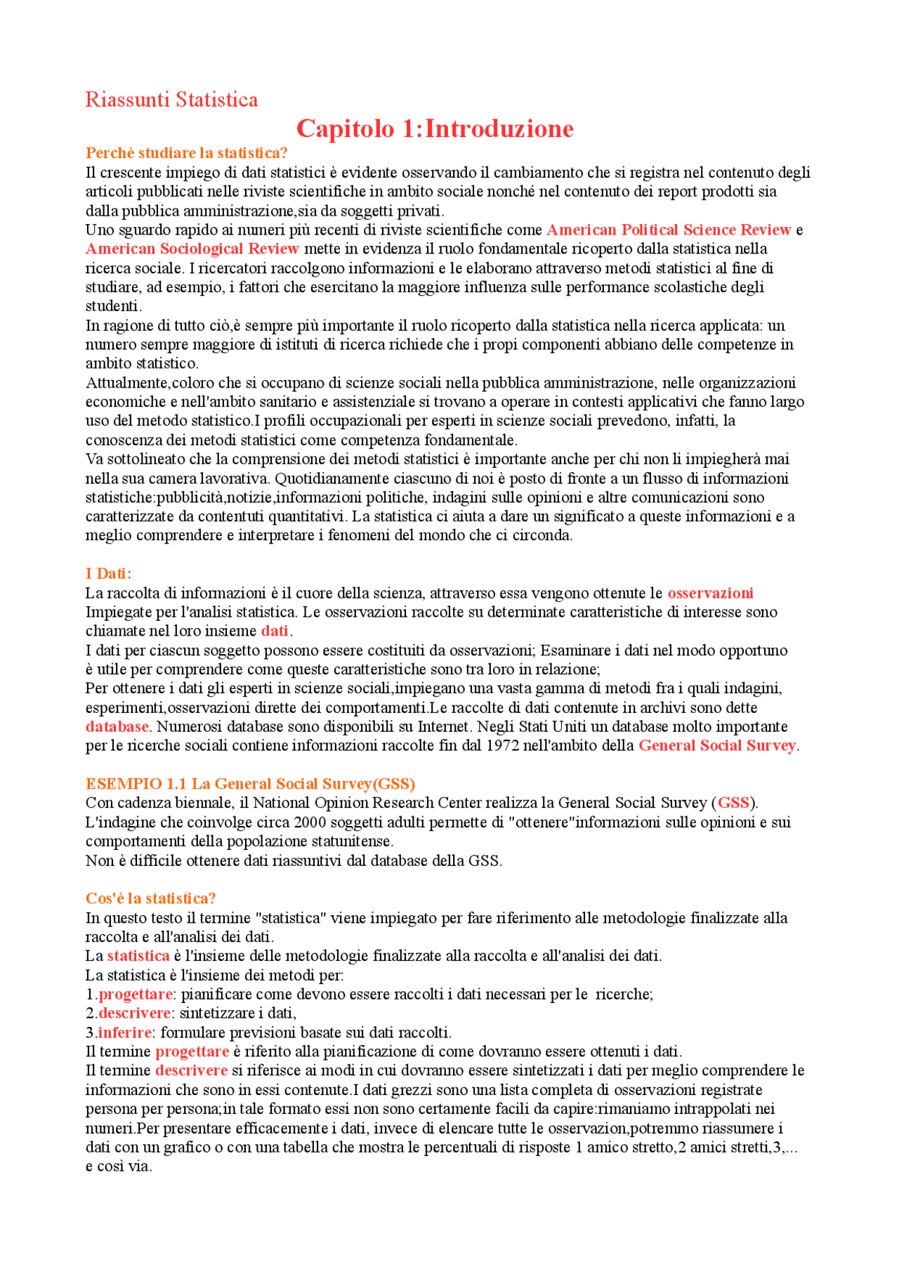 Riassunto Dettagliato Di Statistica Docsity
