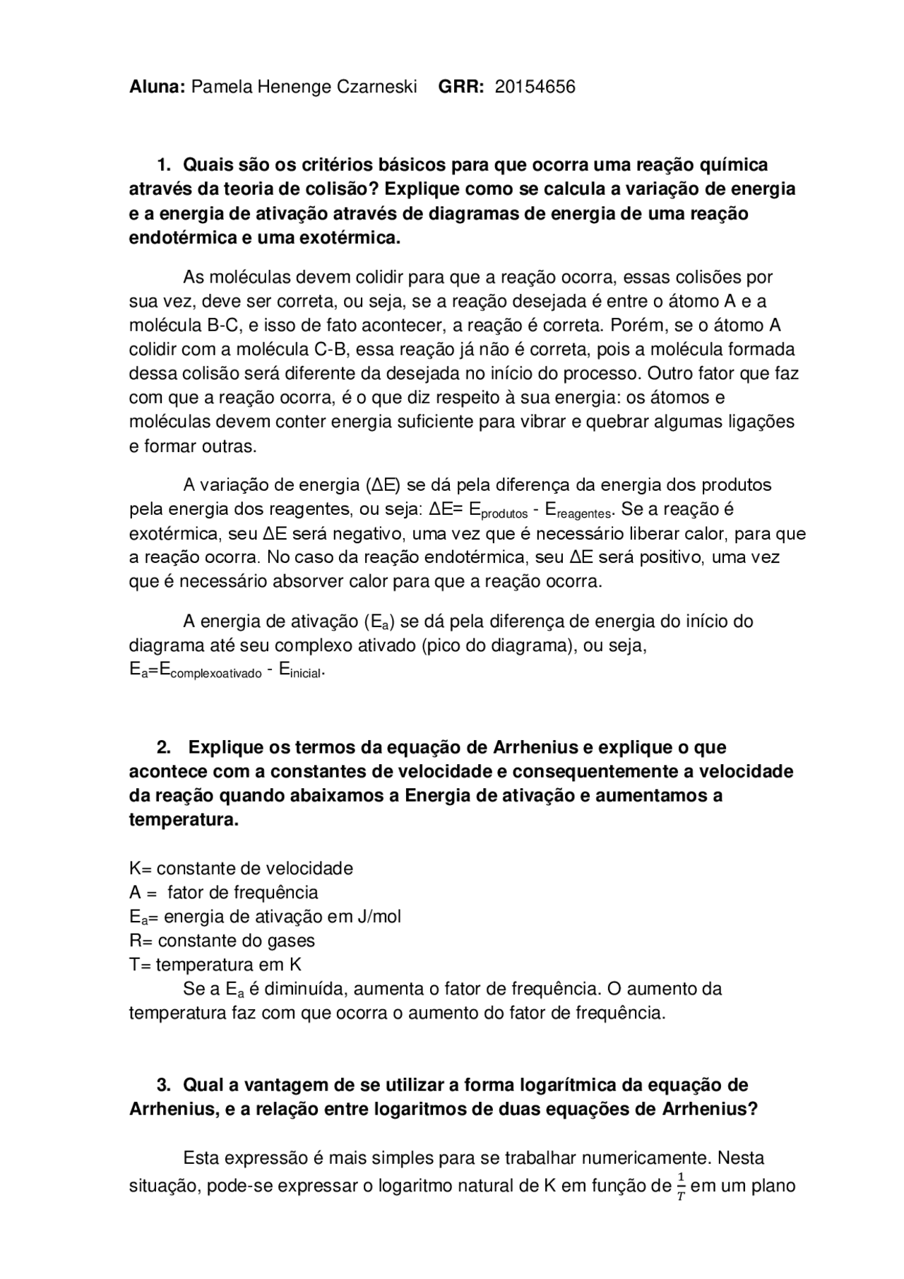 Exercícios De Físico Química Docsity