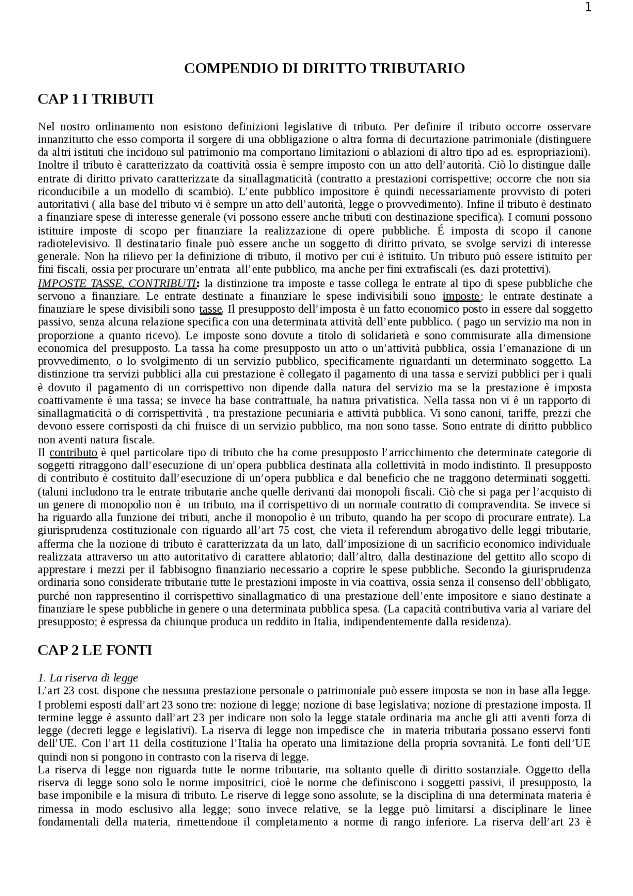 Compendio Di Diritto Tributario Docsity