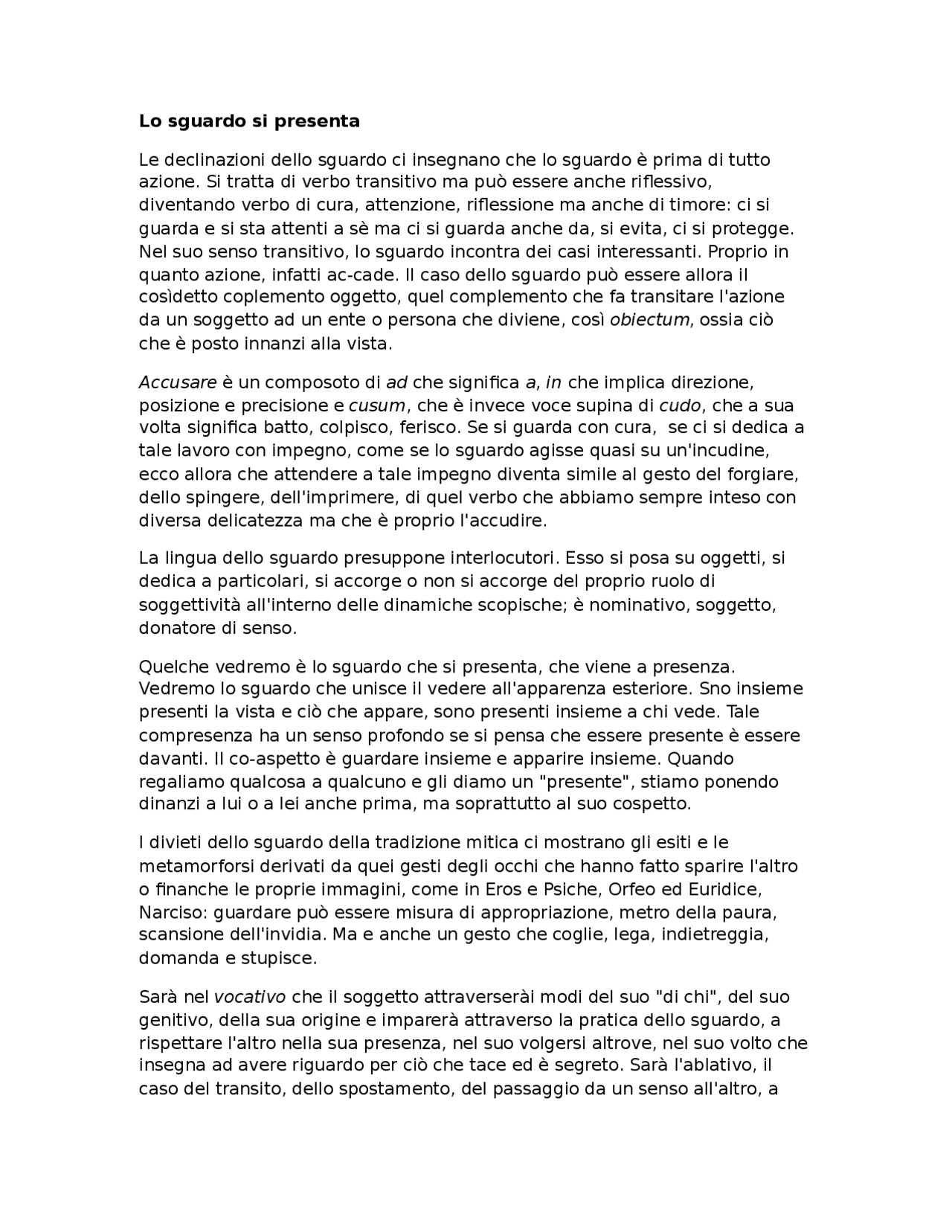 Riassunto A Perdita Docchio Appunti Di Filosofia Docsity
