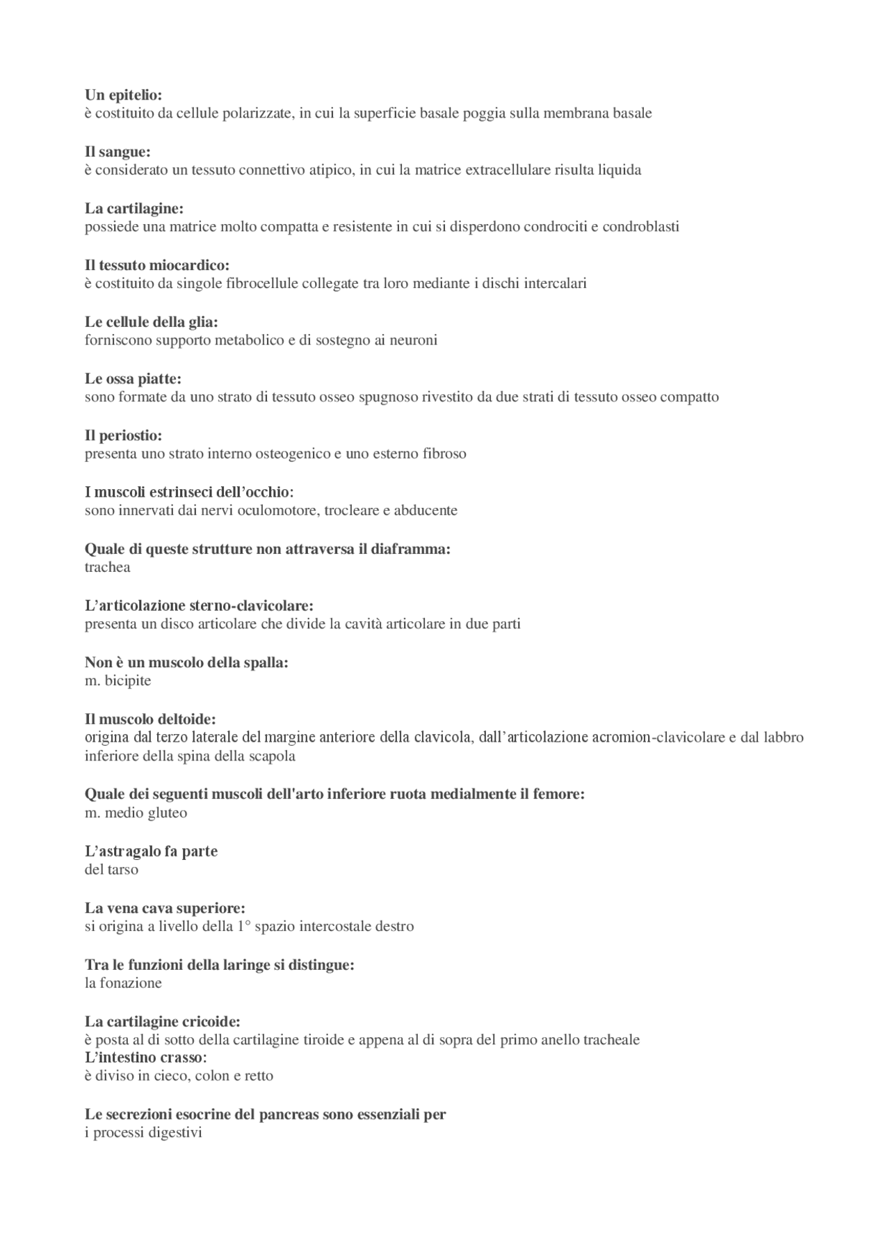 Anatomia Umana Scienze Motorie Docsity