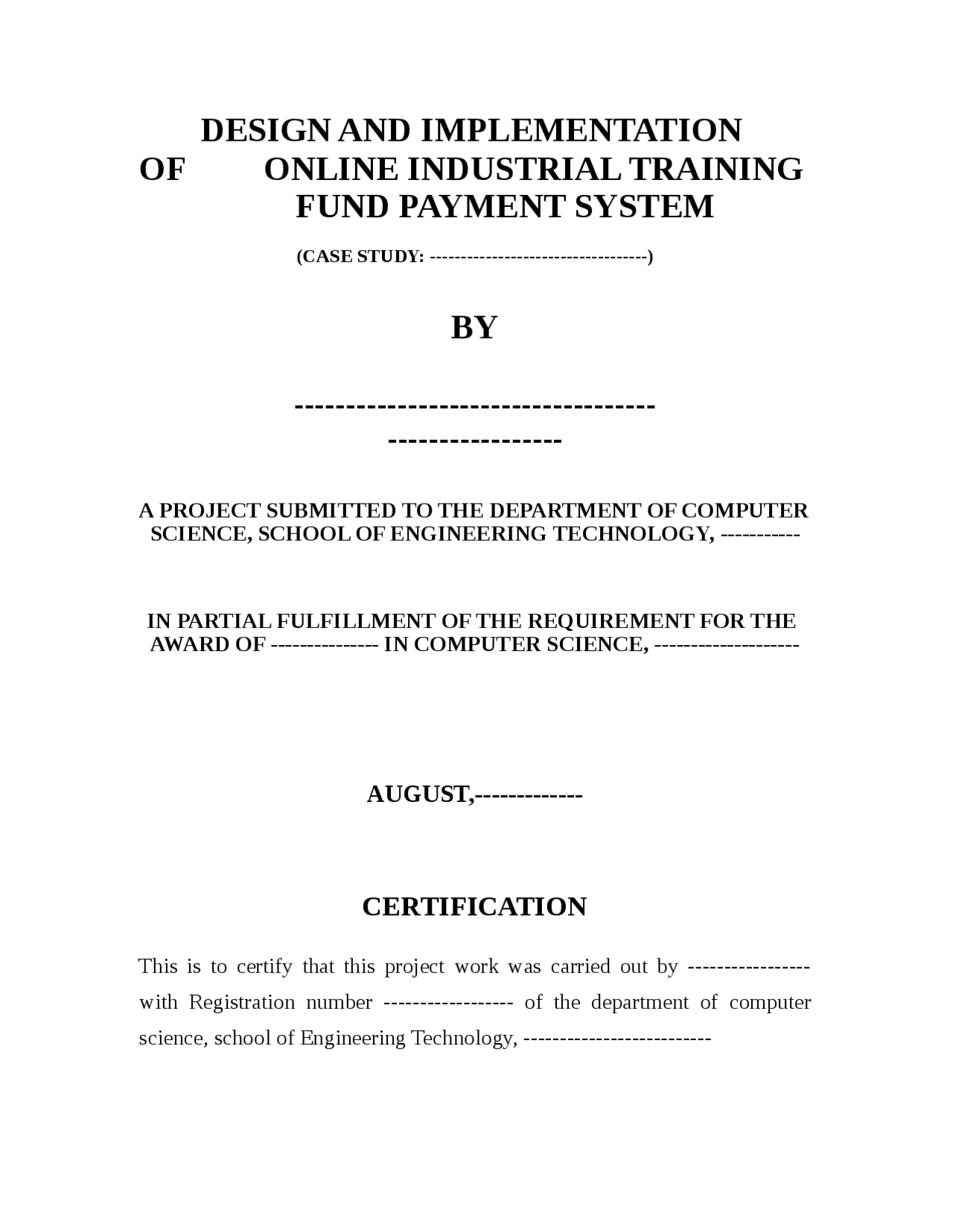 DESIGN AND IMPLEMENTATION OF ONLINE INDUSTRIAL TRAINING FUND PAYMENT ...