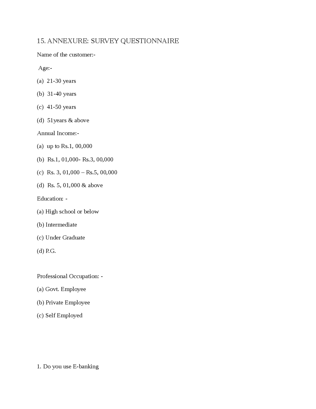 Questionnaire for farmers - Docsity