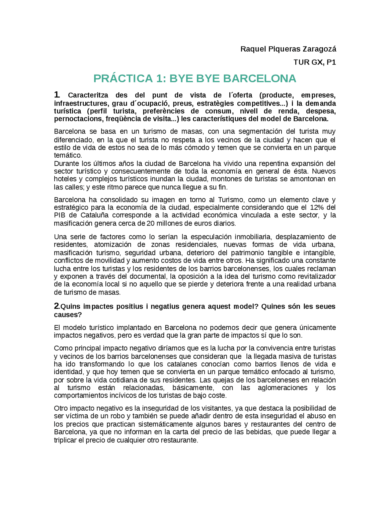 Bye bye Barcelona emt - Docsity