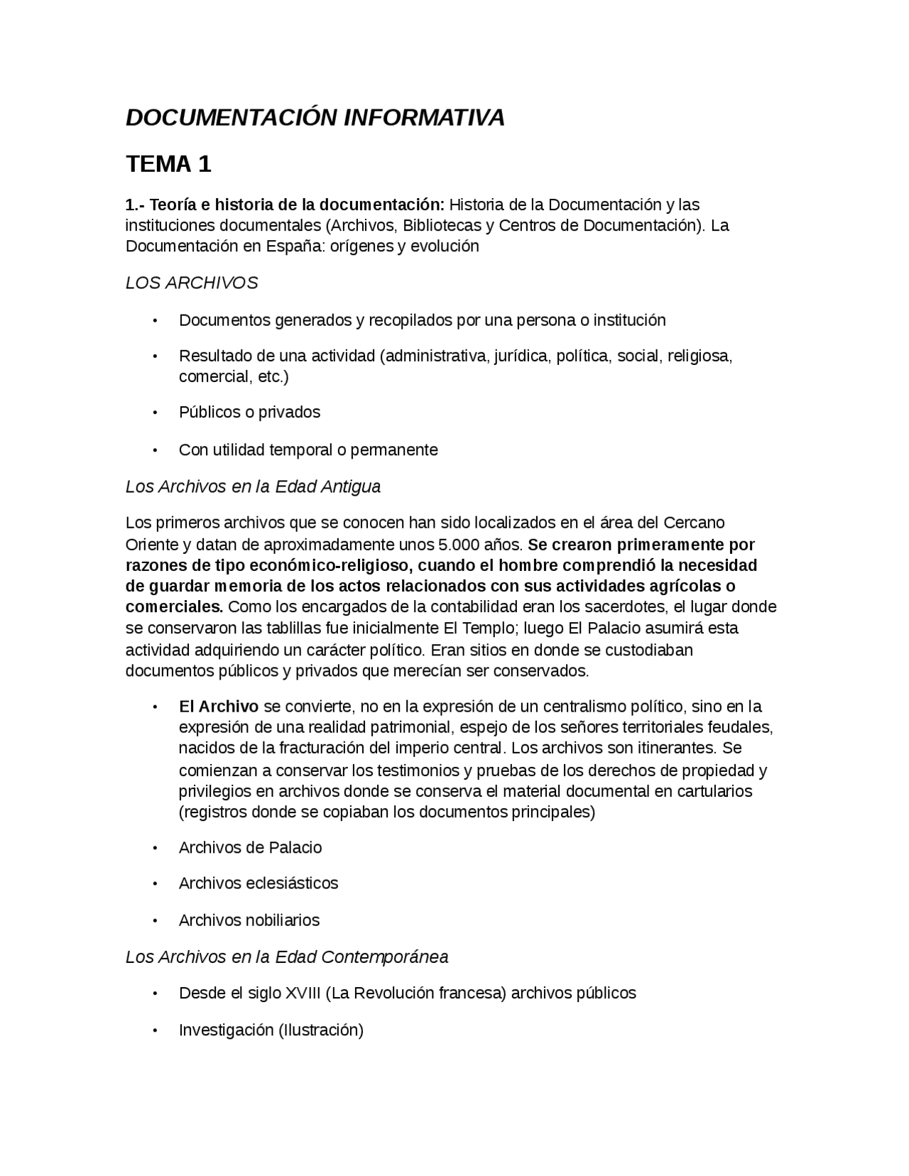 Apuntes Documentación Informativa. Temas 1 - 7. - Docsity