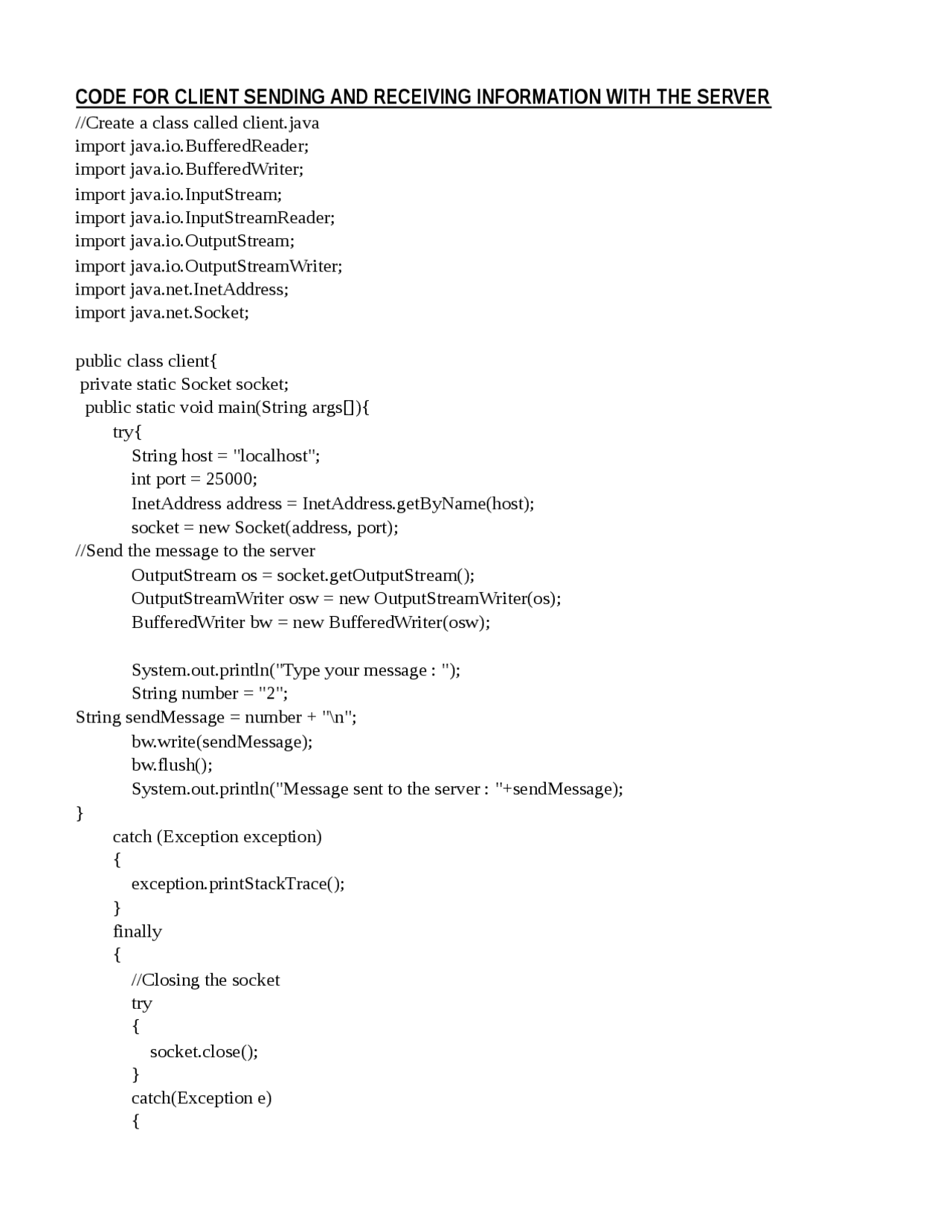 Client Server Packet Tracing Codes Docsity