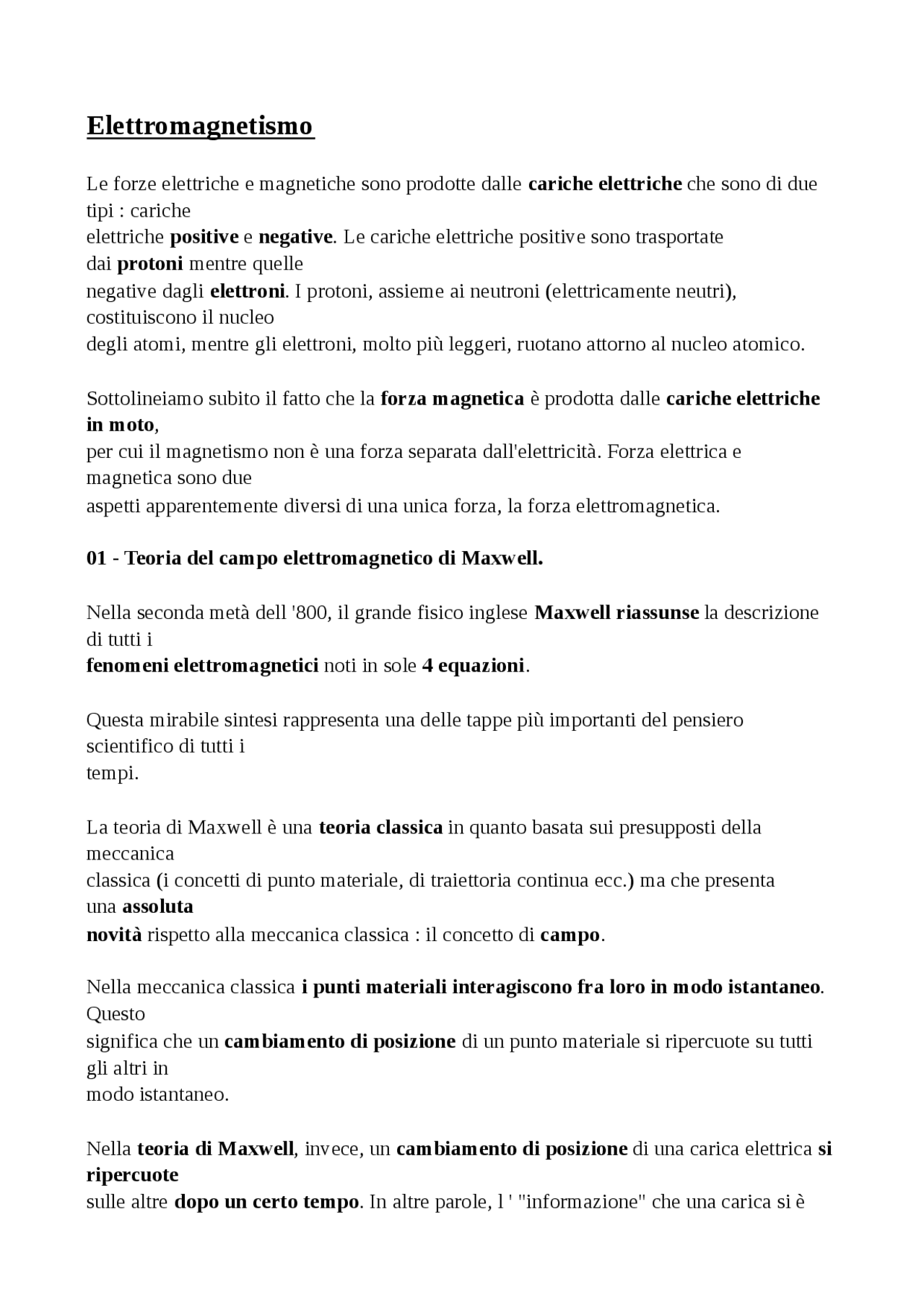 Teorie sull elettromagnetismo - Docsity