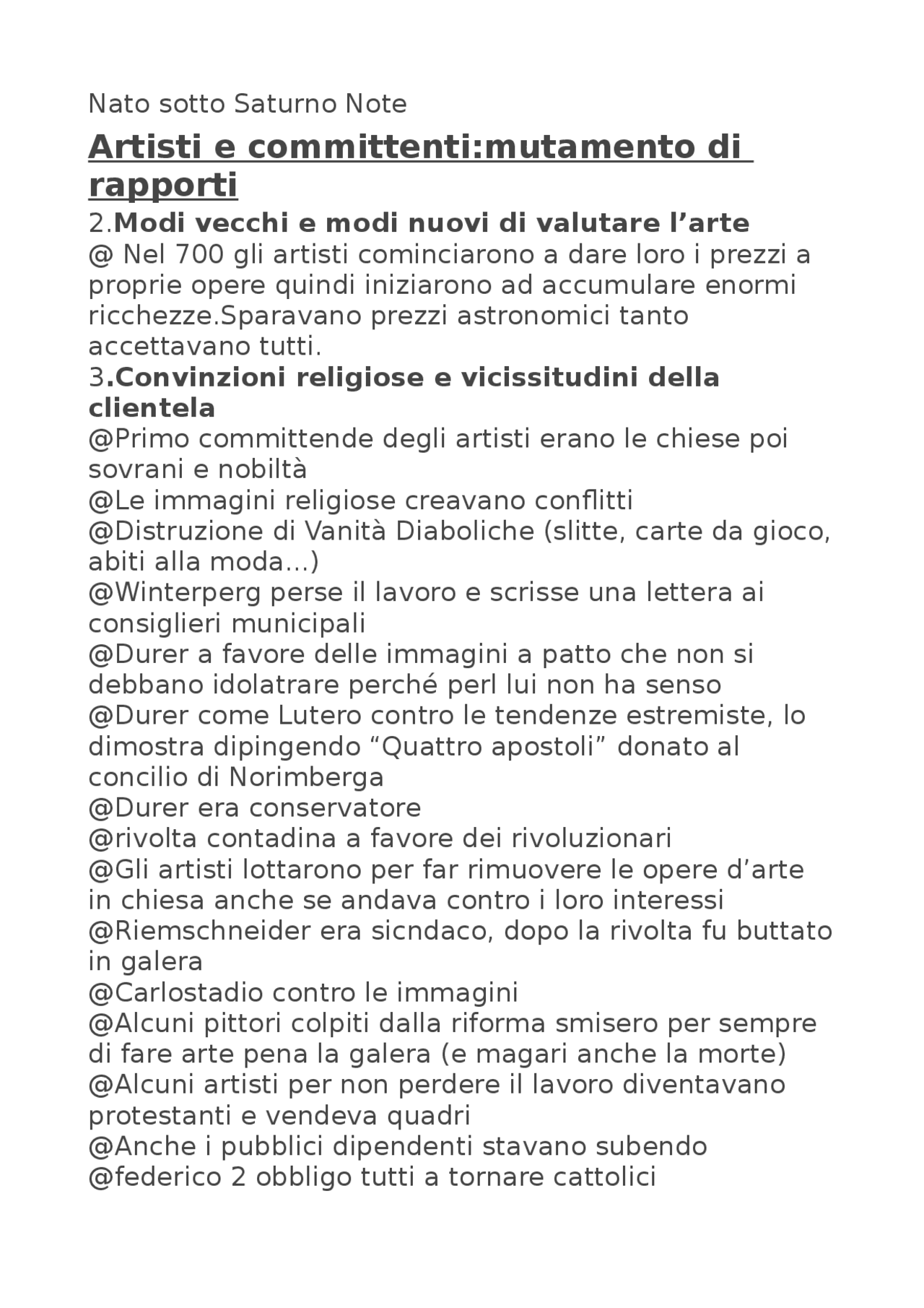 Nati Sotto Saturno Riassunt Docsity