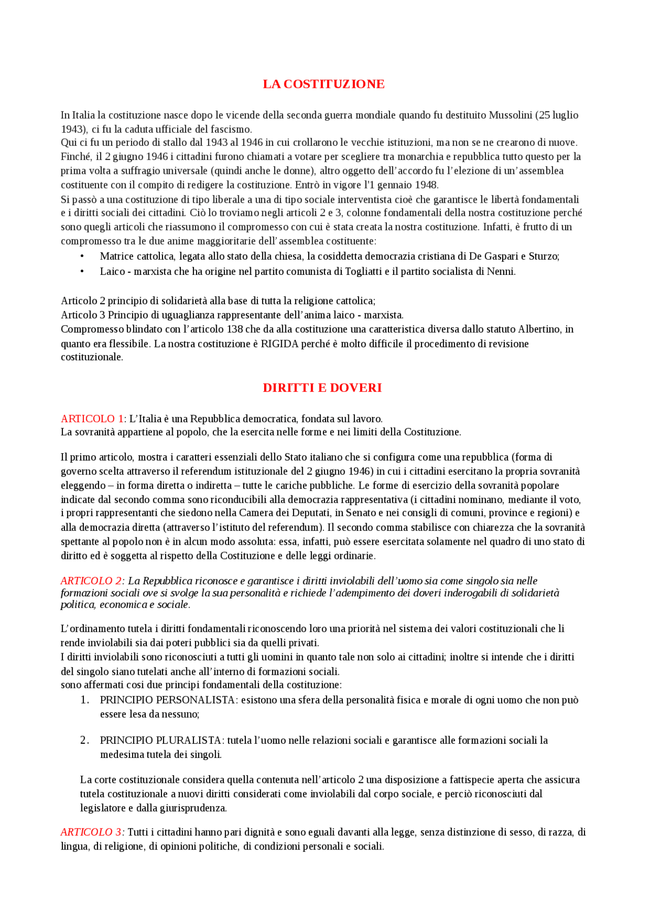 Riassunto Diritto Costituzionale Cattedra Bottari Docsity