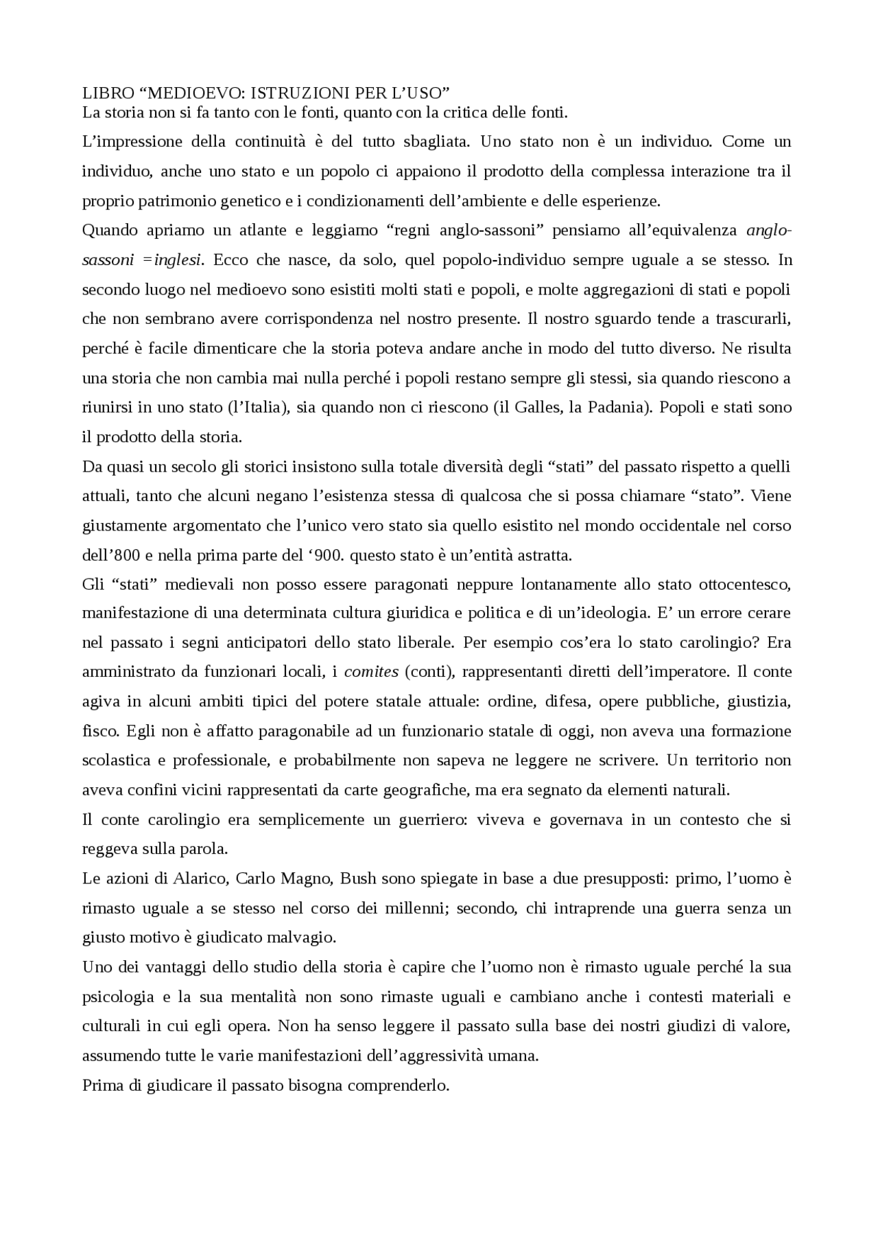 Medioevo Istruzioni Per Luso Docsity
