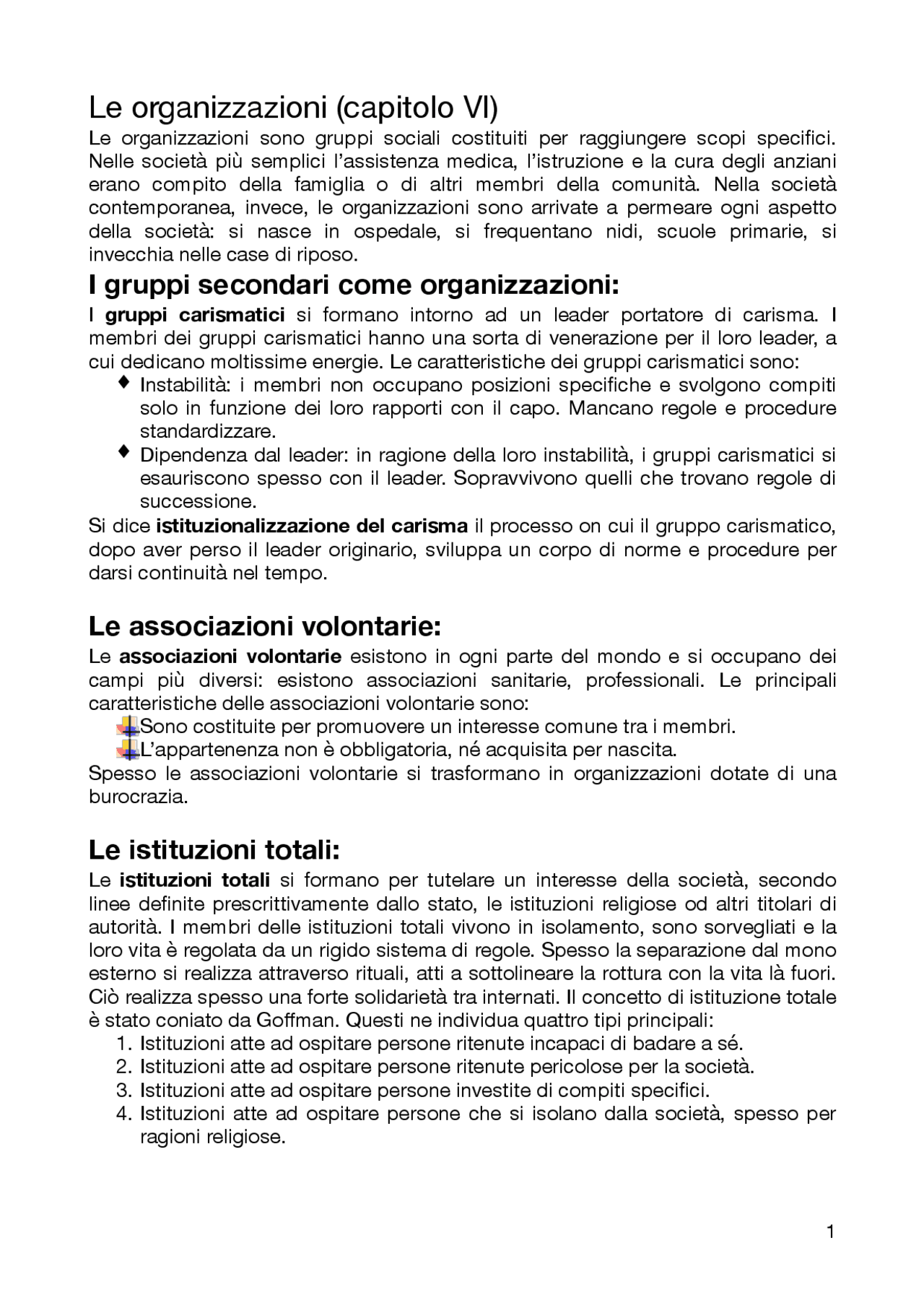Capitolo 6 Le Organizzazioni Docsity