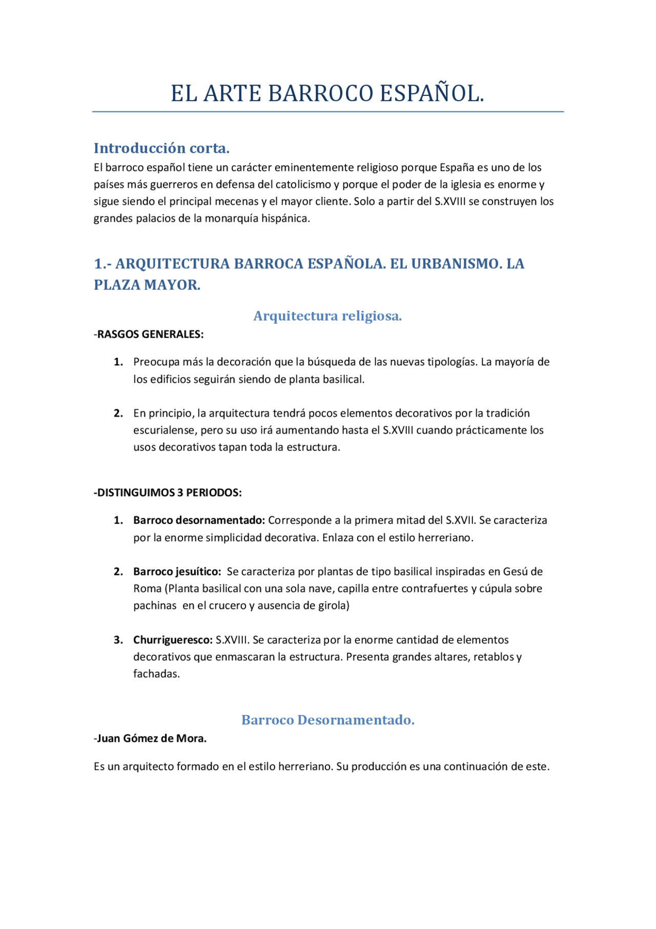 Arte Barroco Español PAU - Docsity