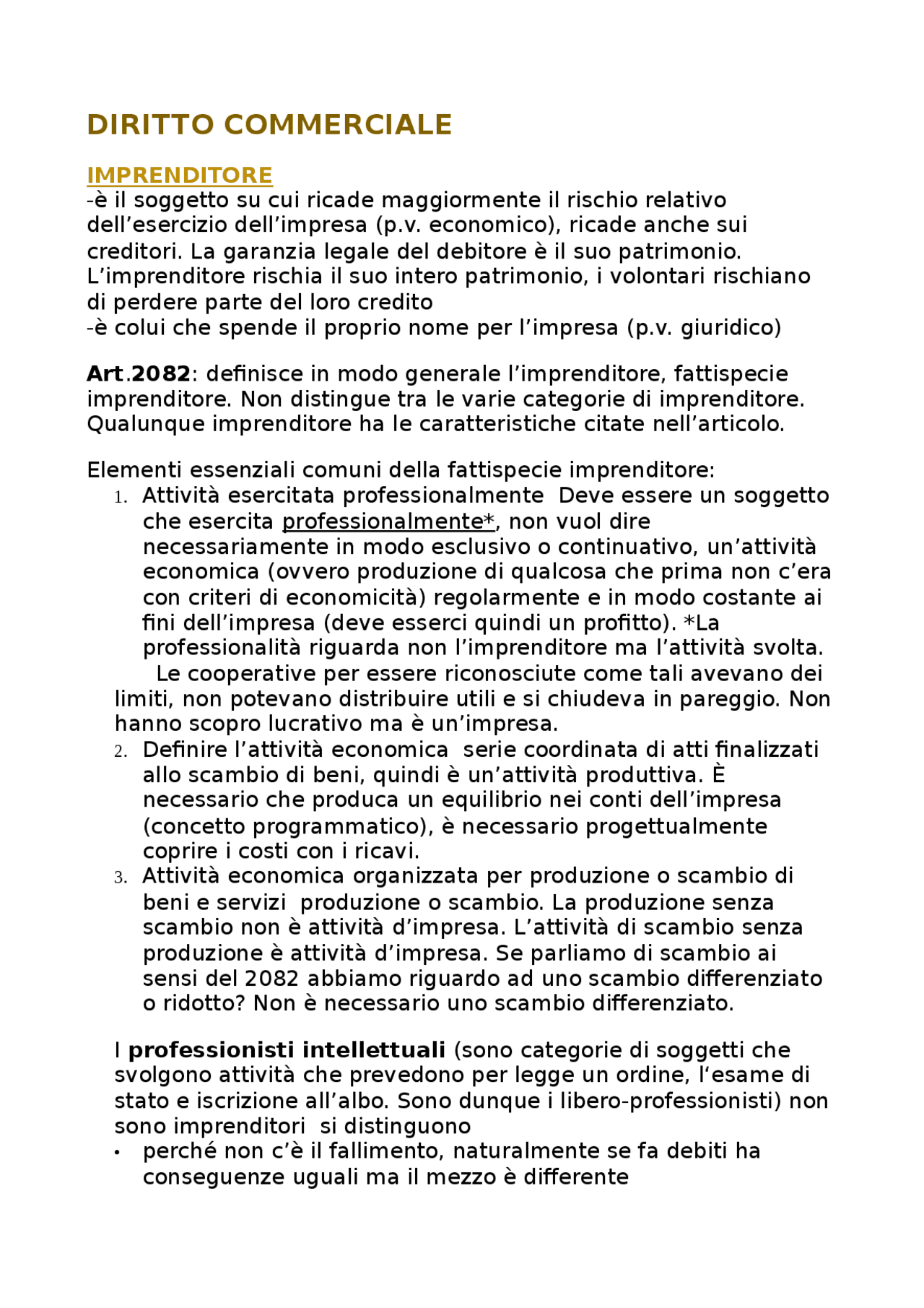 Diritto Commerciale Dispensa Docsity