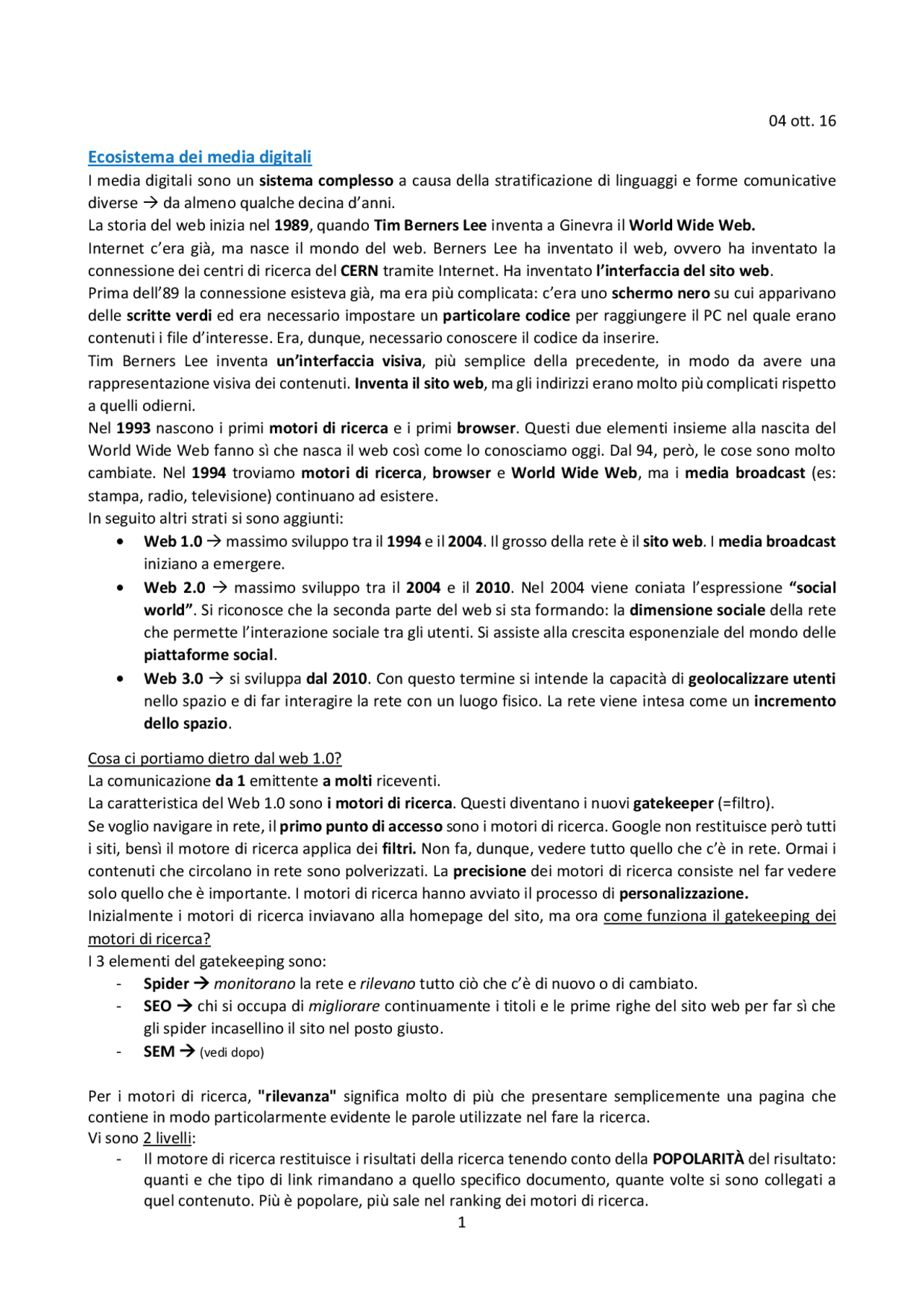 Appunti Web E Social Media Docsity