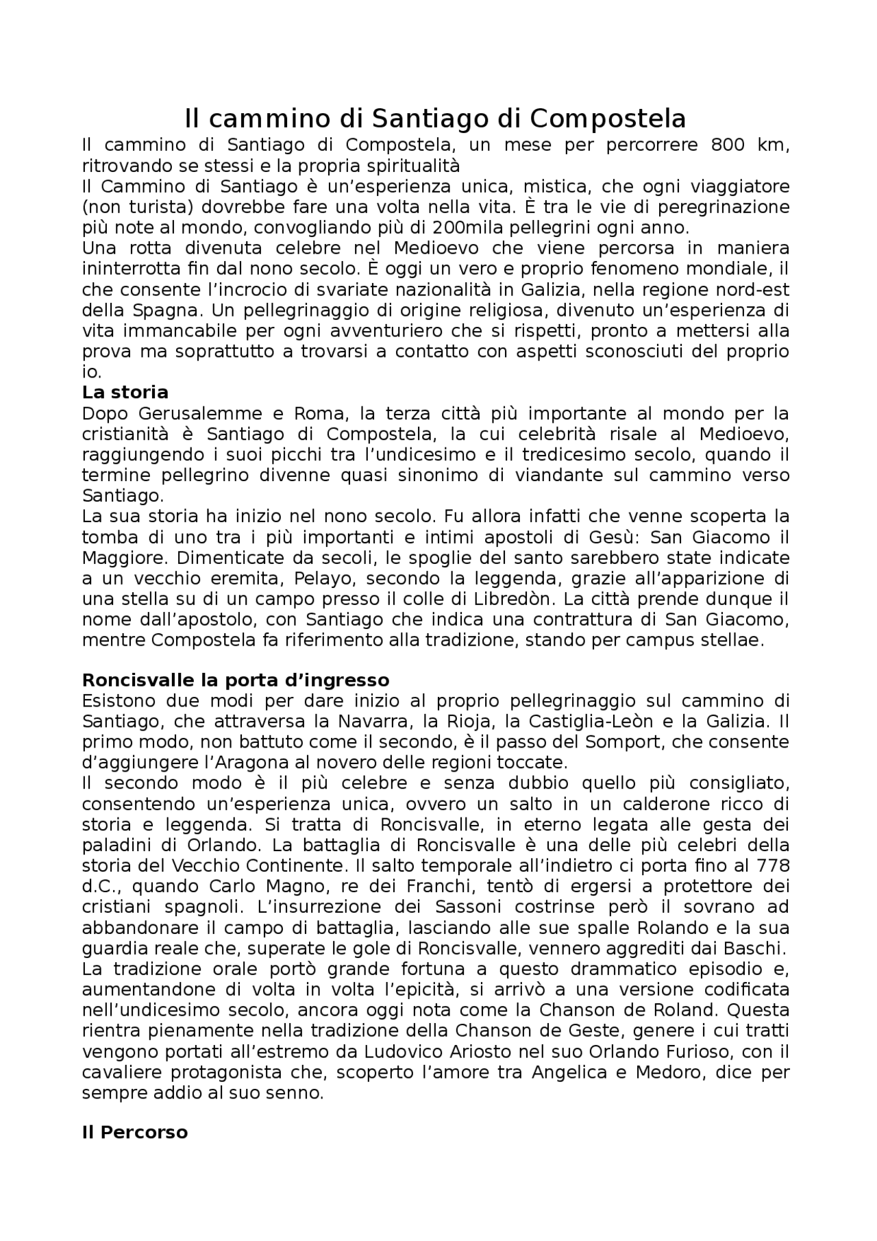 Il cammino di Santiago di Compostela - Docsity