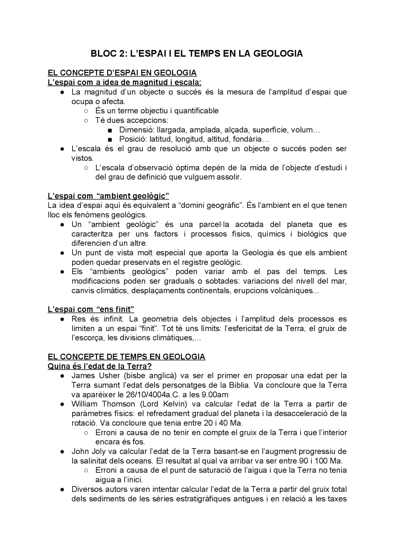 Bloc 2 Lespai I El Temps En Geologia Docsity