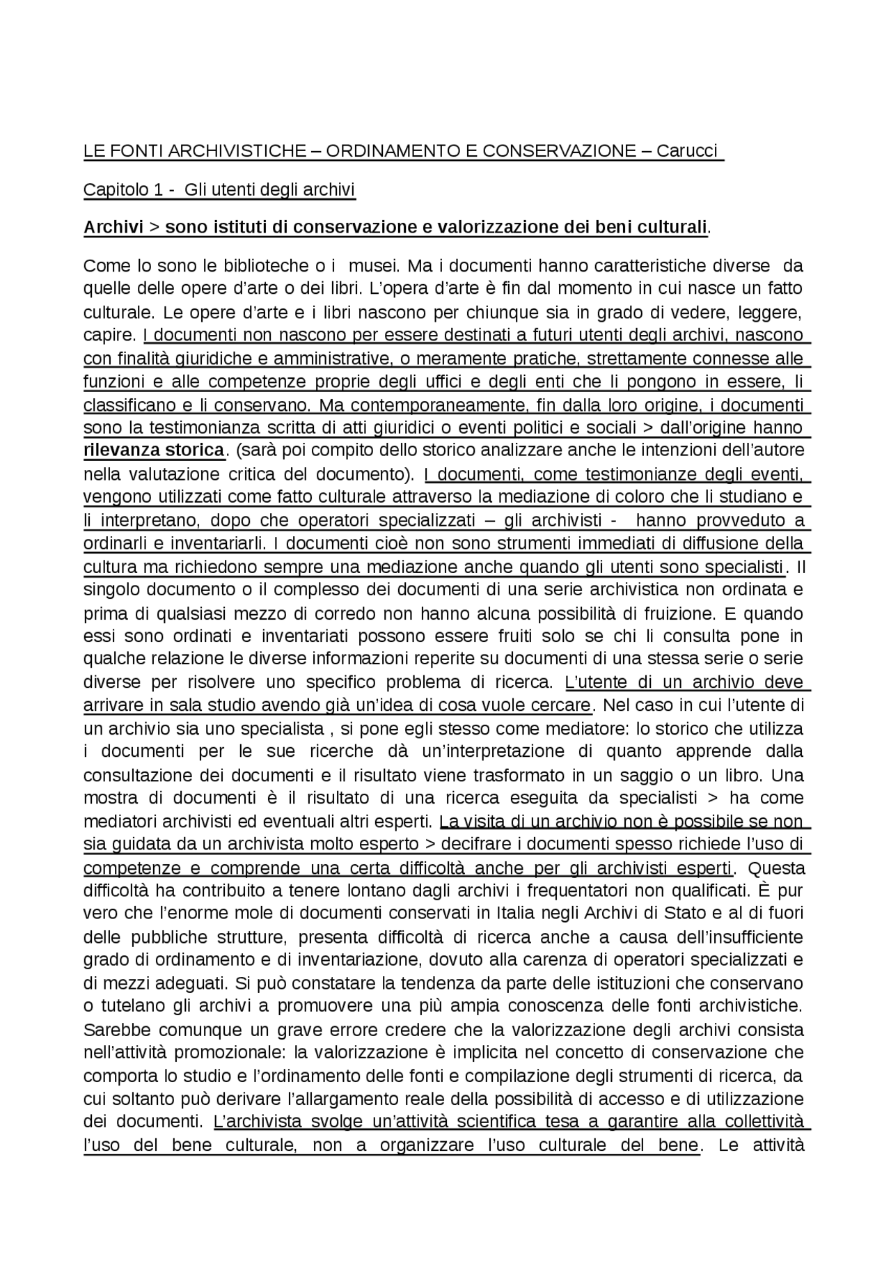 Le Fonti Archivistiche Ordinamento E Conservazione Carucci Docsity