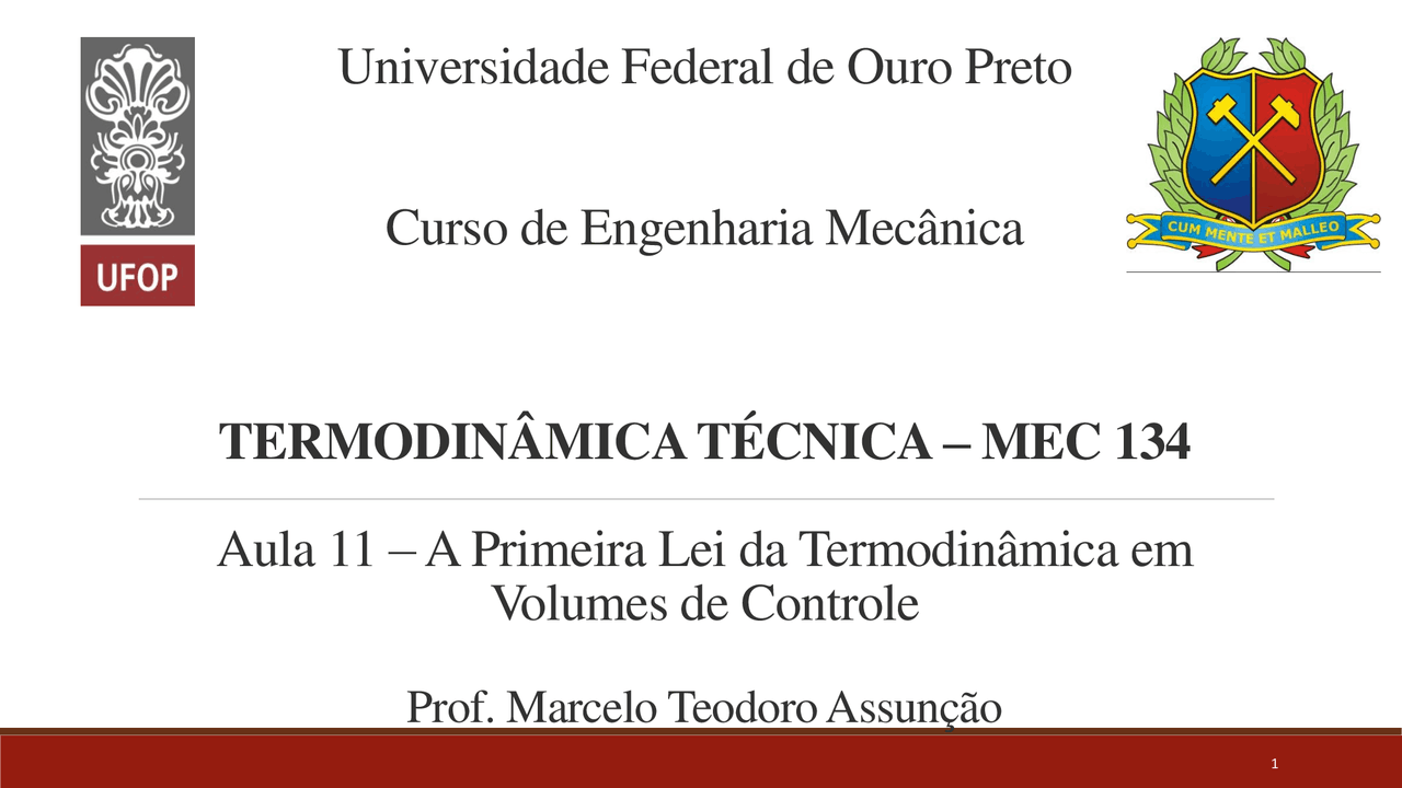 A Primeira Lei Da Termodinâmica Aplicada Em Volumes De Controle Docsity