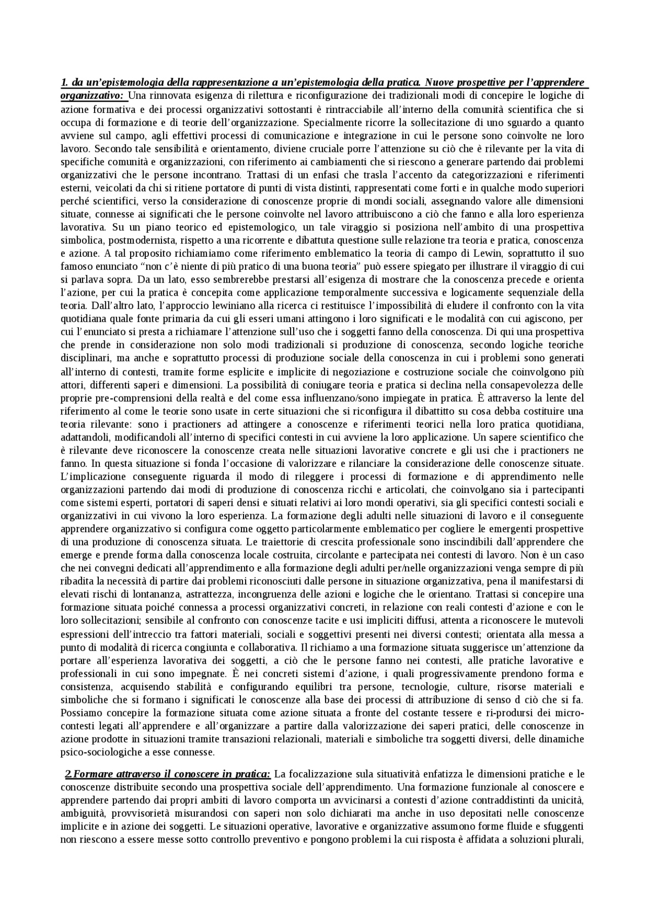 La Formazione Situata Docsity