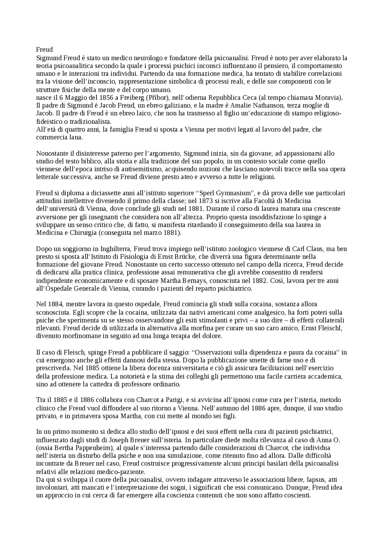 La Psicoanalisi Di Freud Docsity