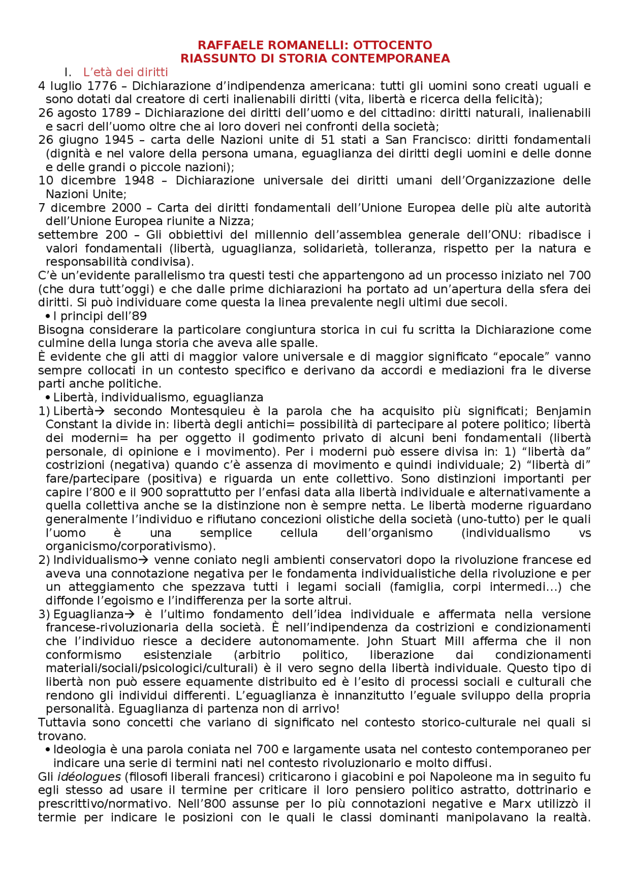 Riassunti Storia Contemporanea Docsity