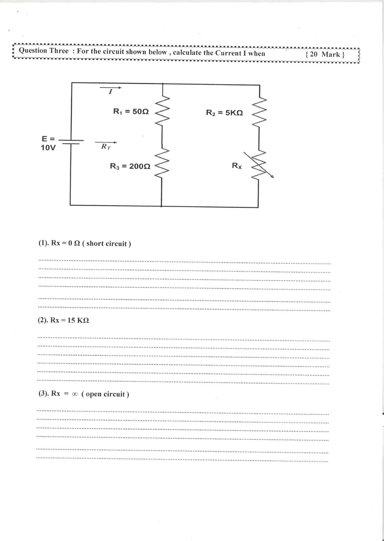 Circuit Analaysis Exercise Docsity