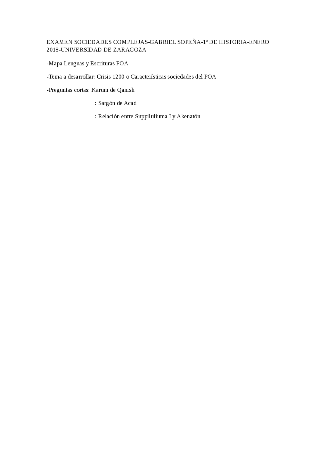Examen Sociedades Complejas Enero 2018 Universidad De Zaragoza Docsity