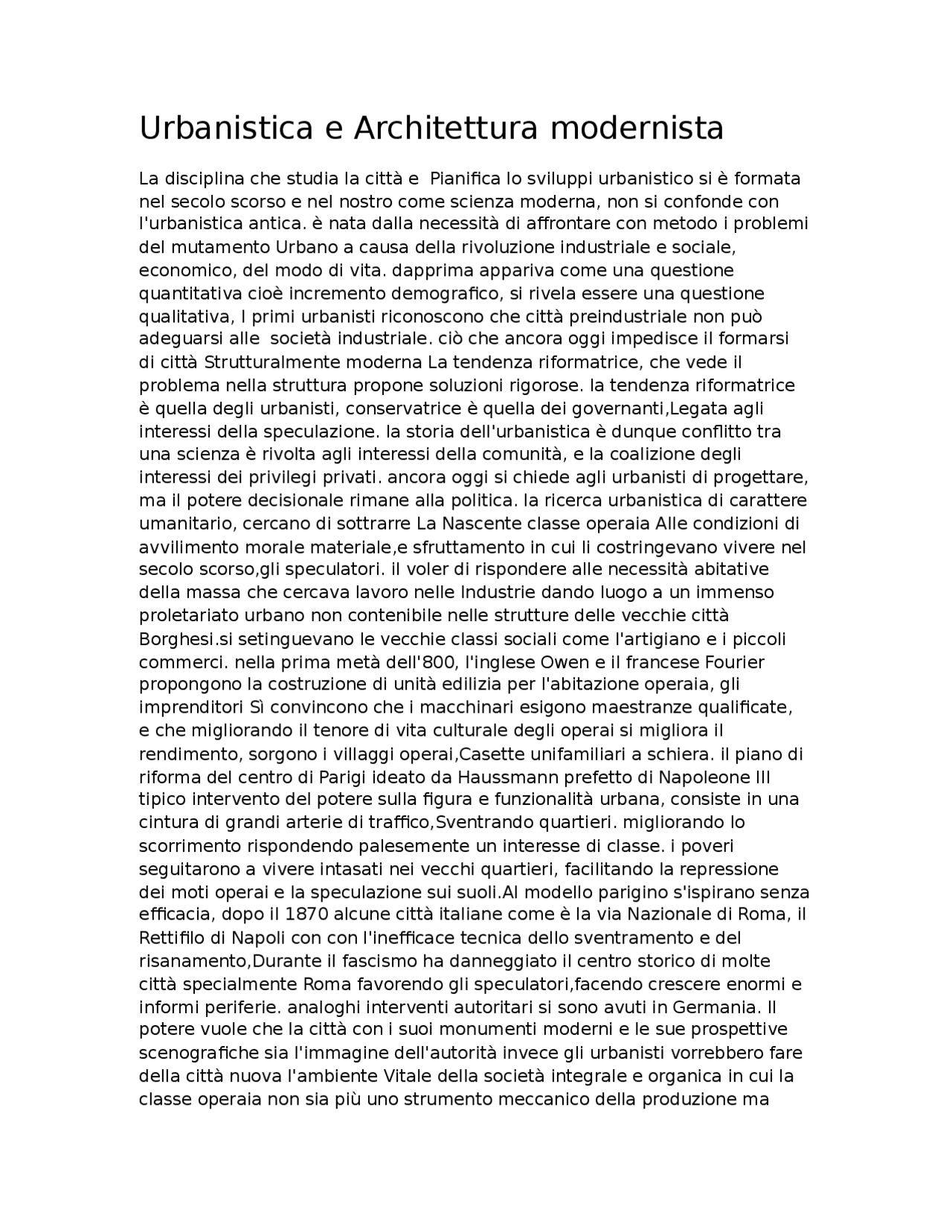 Urbanistica E Architettura Modernista Riassunti Argan Docsity