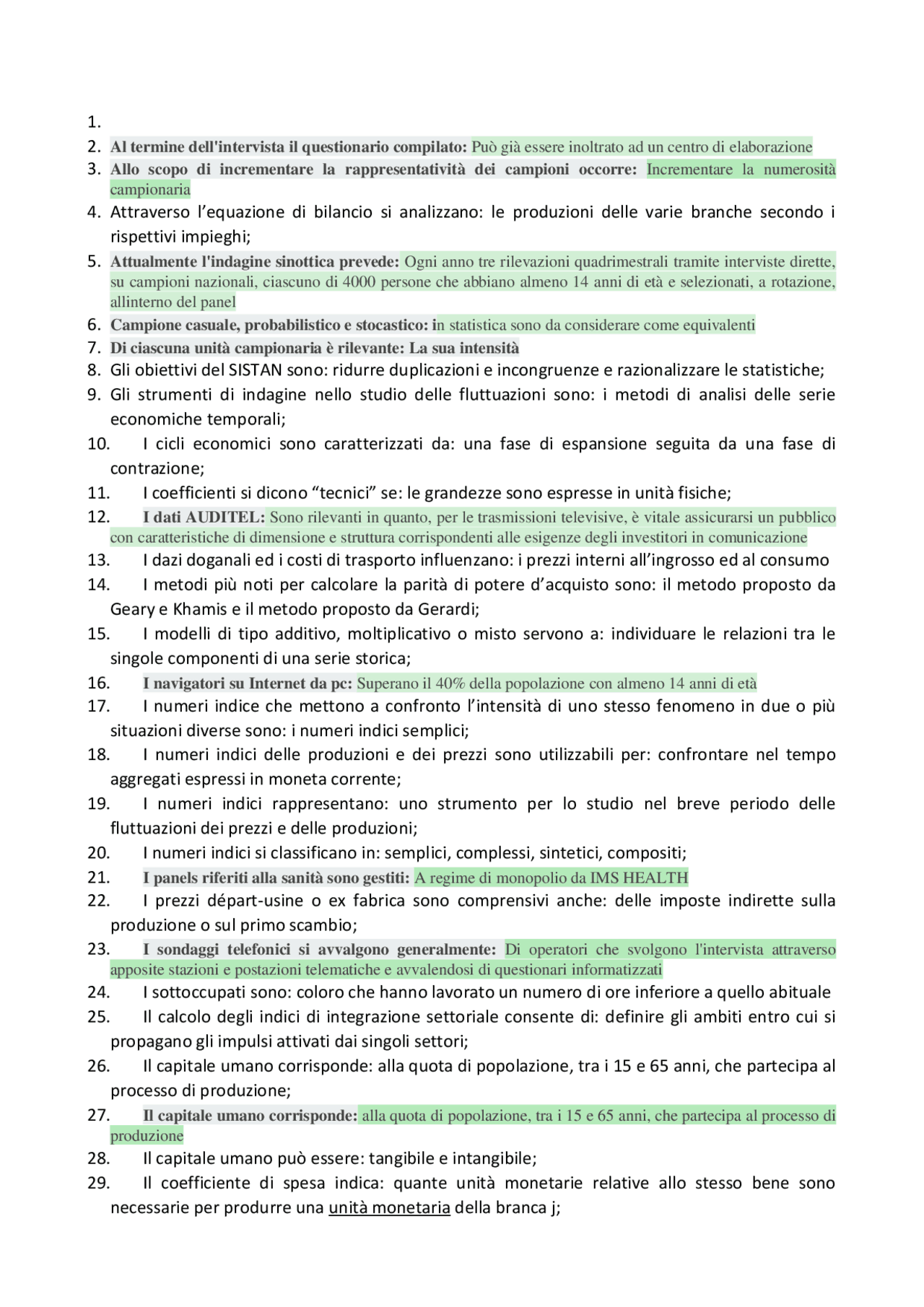 Statistica Esame 12 Cfu Pegaso Dispense Di Economia Docsity