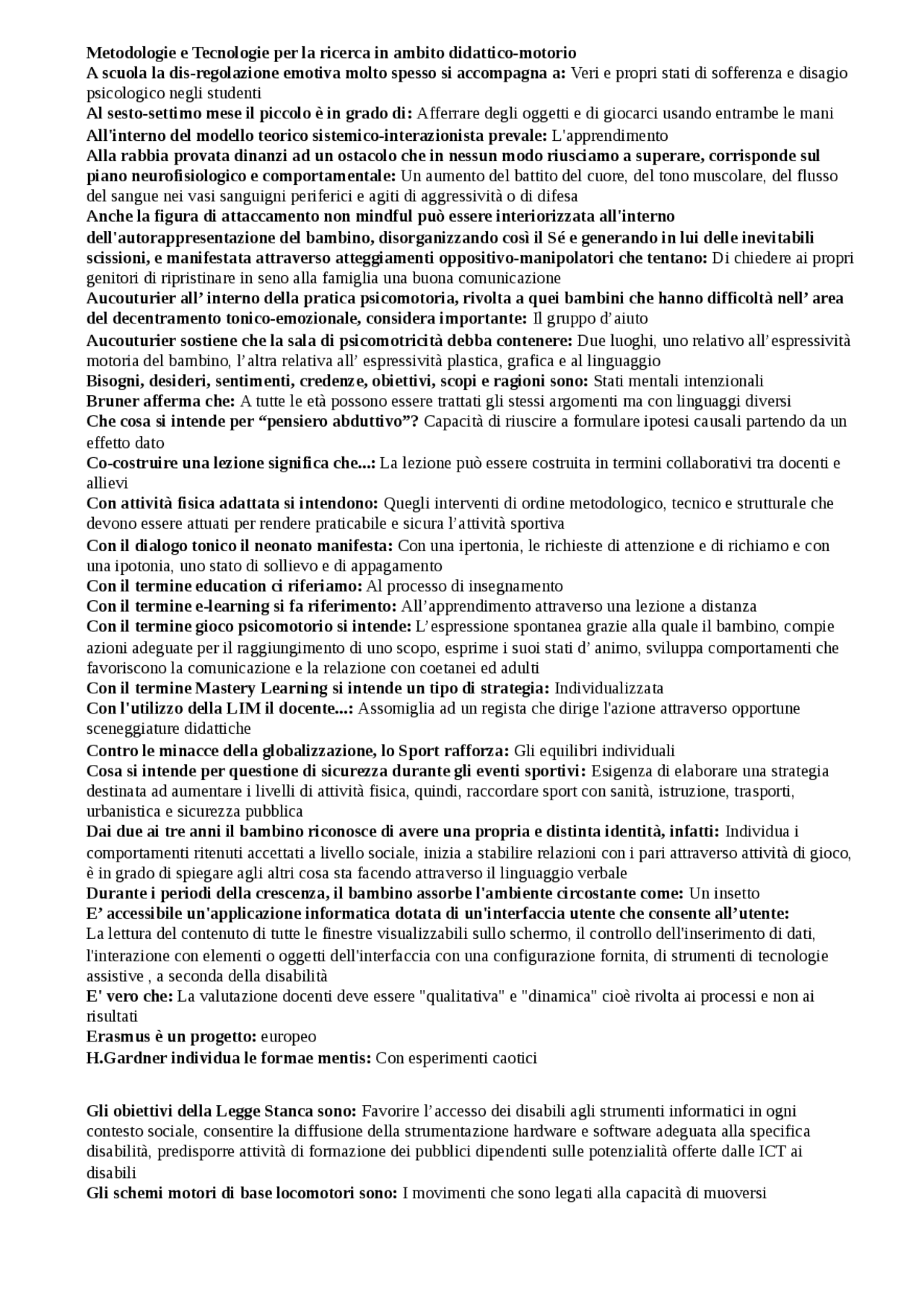 Domande Esame Metodologie E Tecnologie In Ambito Didattico Docsity