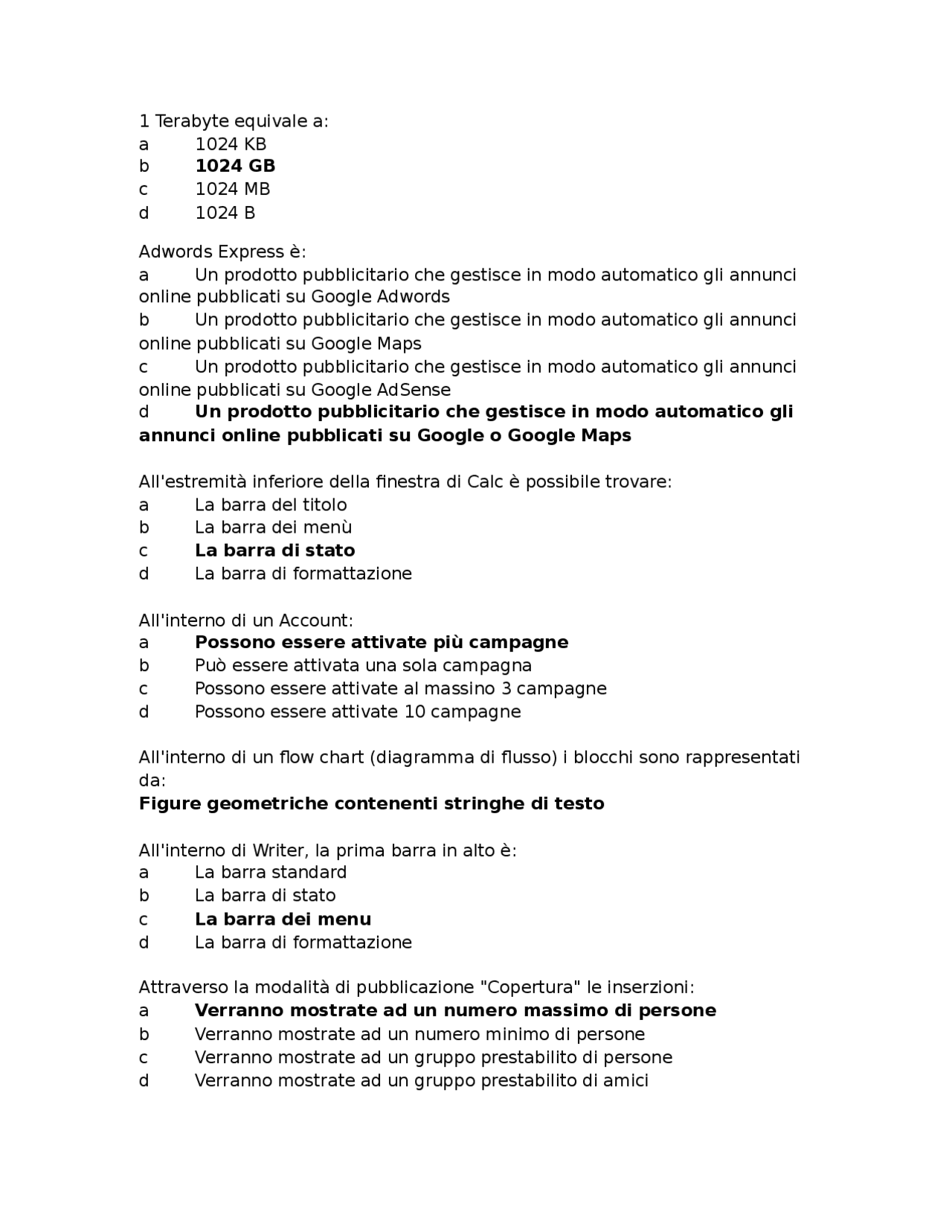Esercitazione Per Esame Informatica Università Telematica Pegaso Docsity