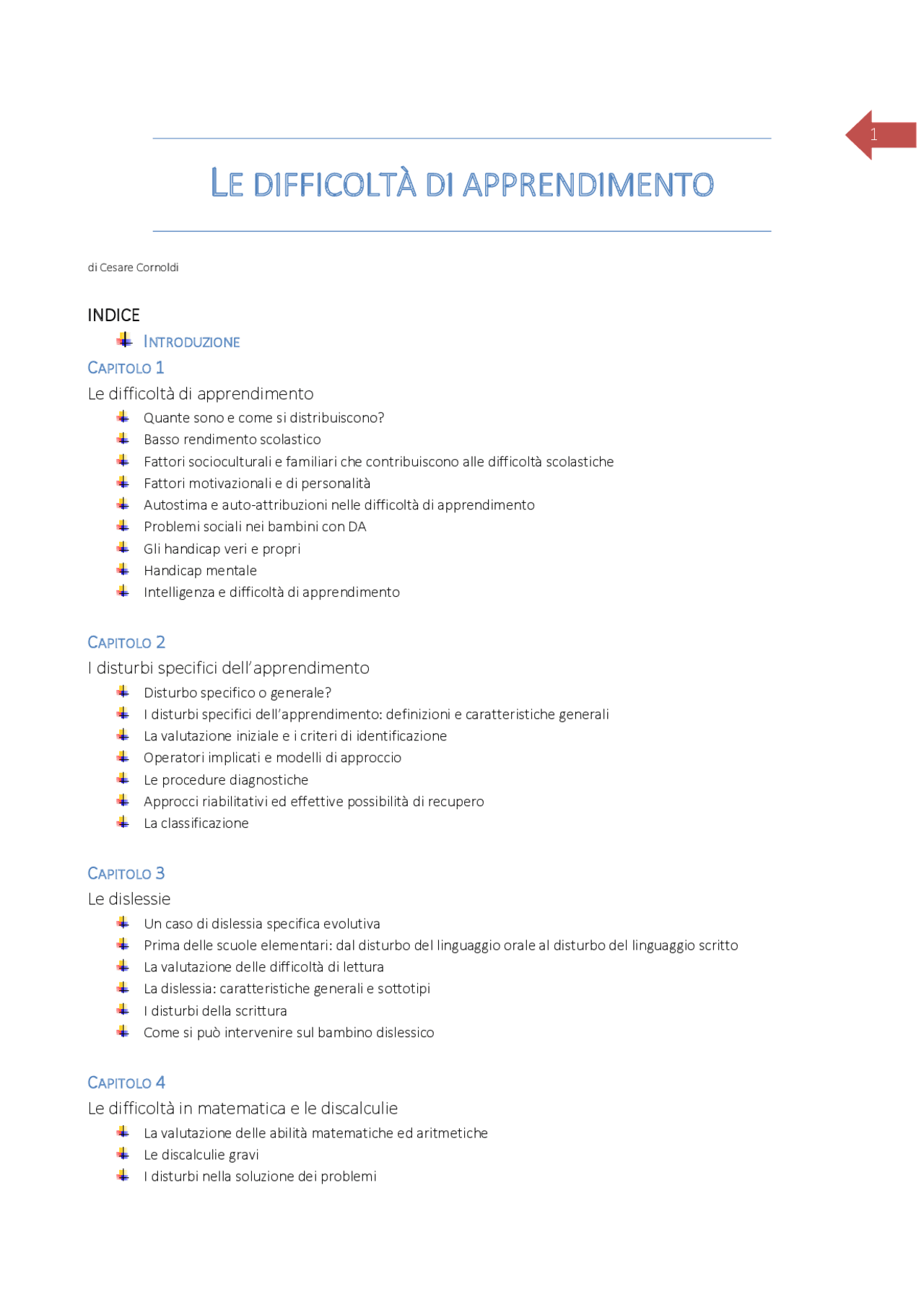 Riassunto Le Difficoltà Di Apprendimento Docsity