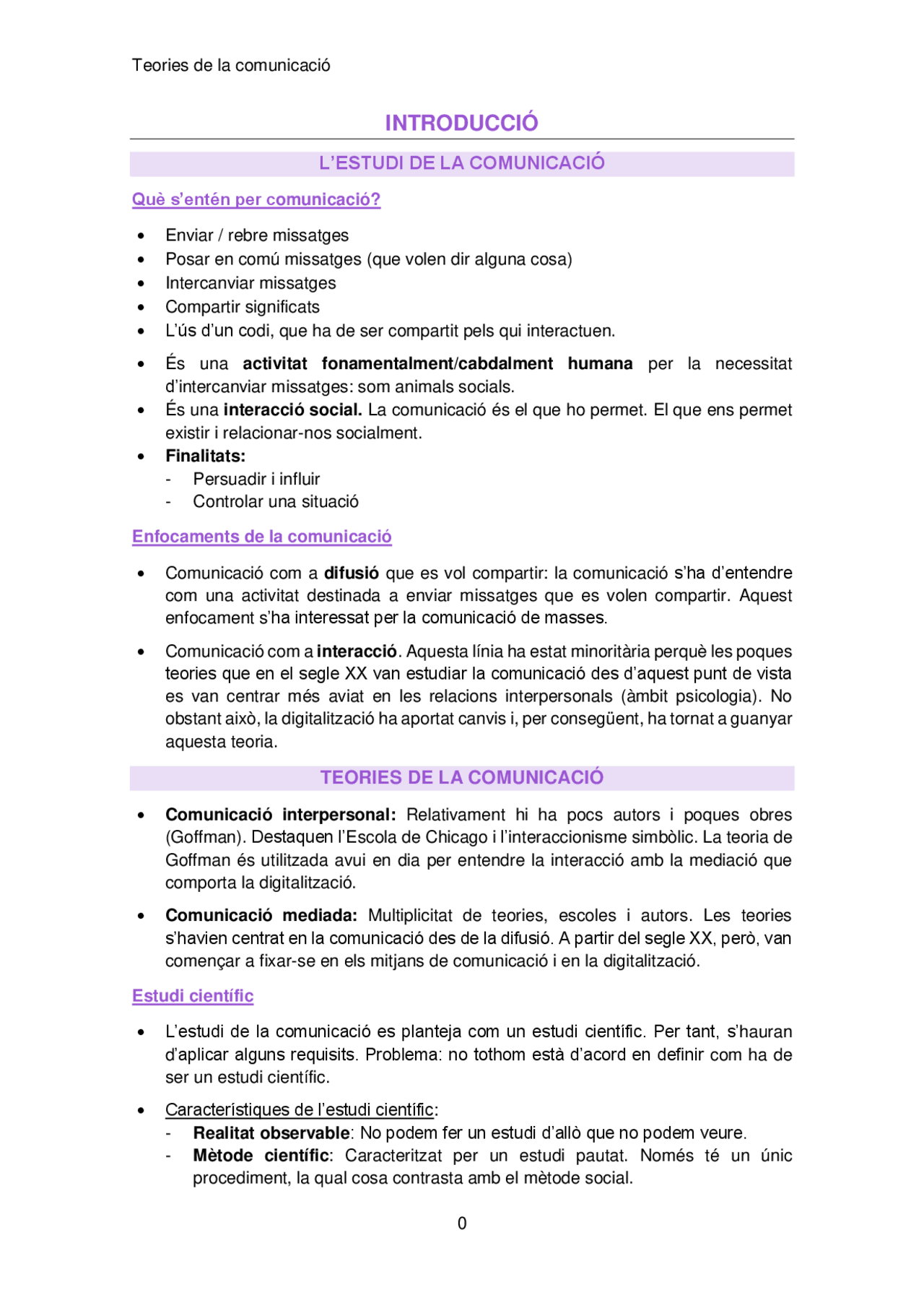 Apunts Teories De La Comunicació Docsity