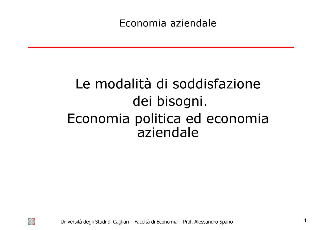 Lezione Sui Bisogni Docsity