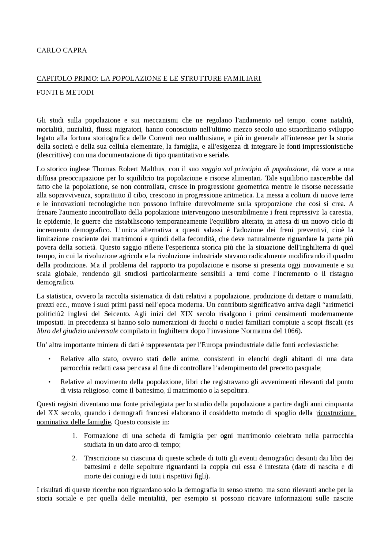 CARLO CAPRA Storia Moderna - Docsity