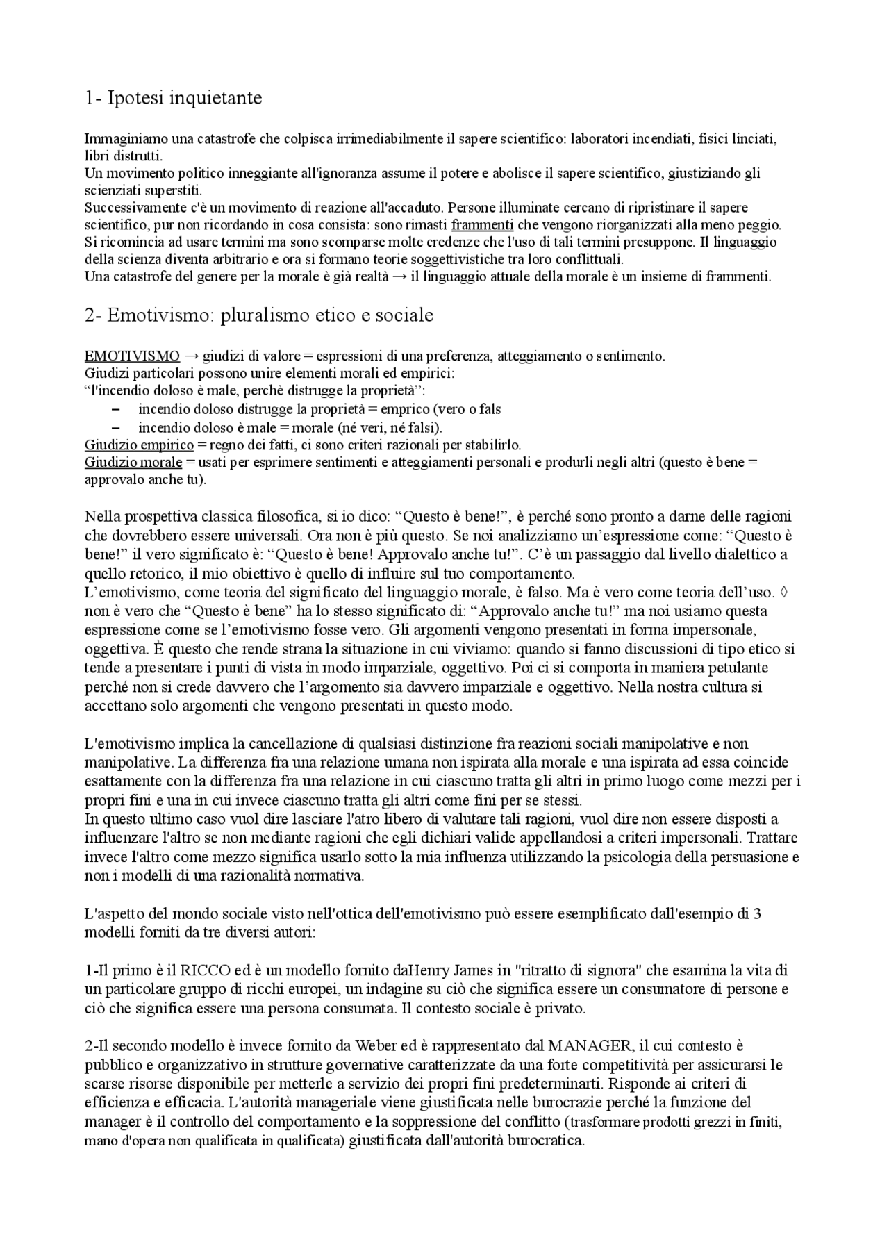 Dopo La Virtù Macintyre Docsity