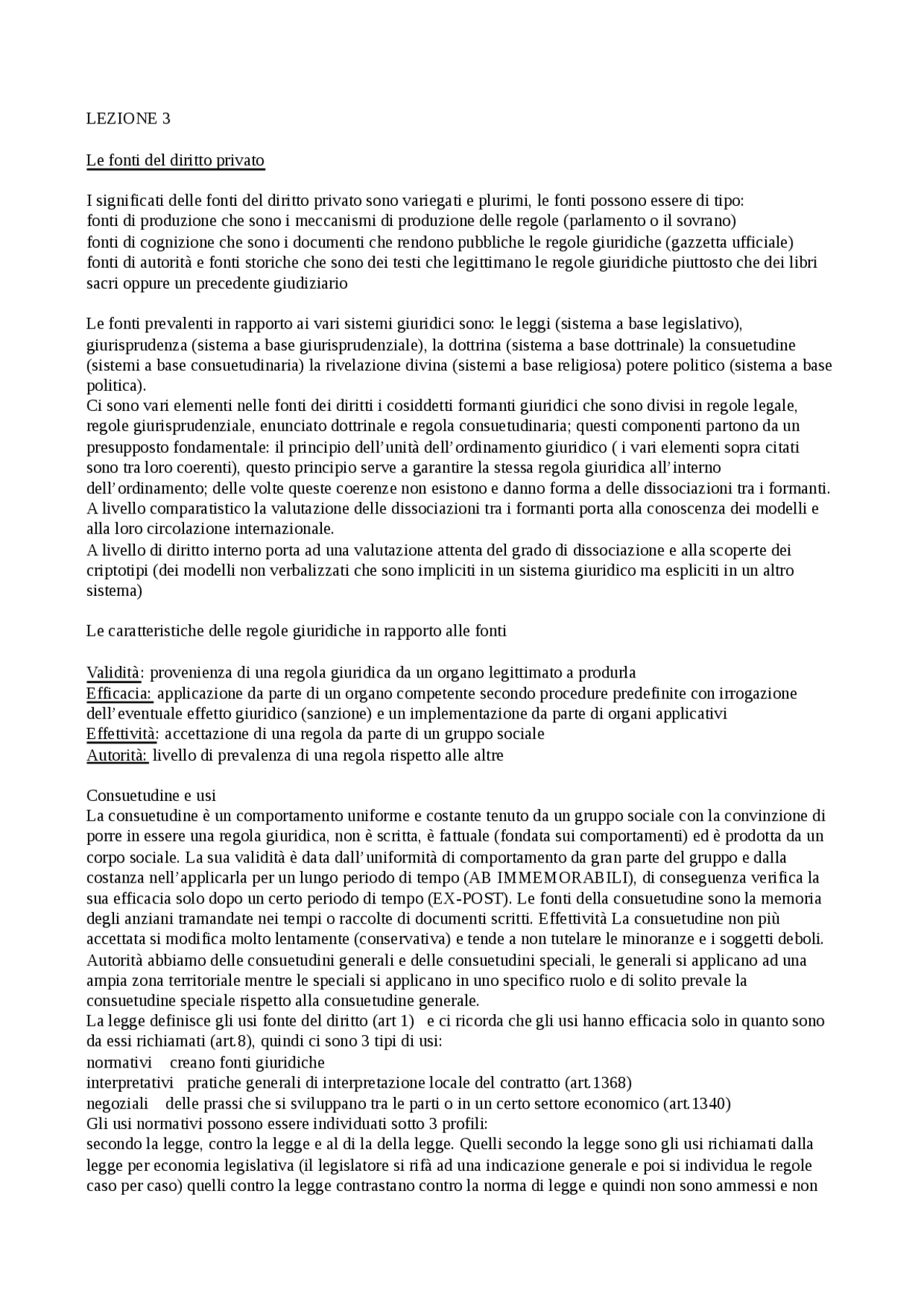 Diritto Privato Lezione 3 Docsity