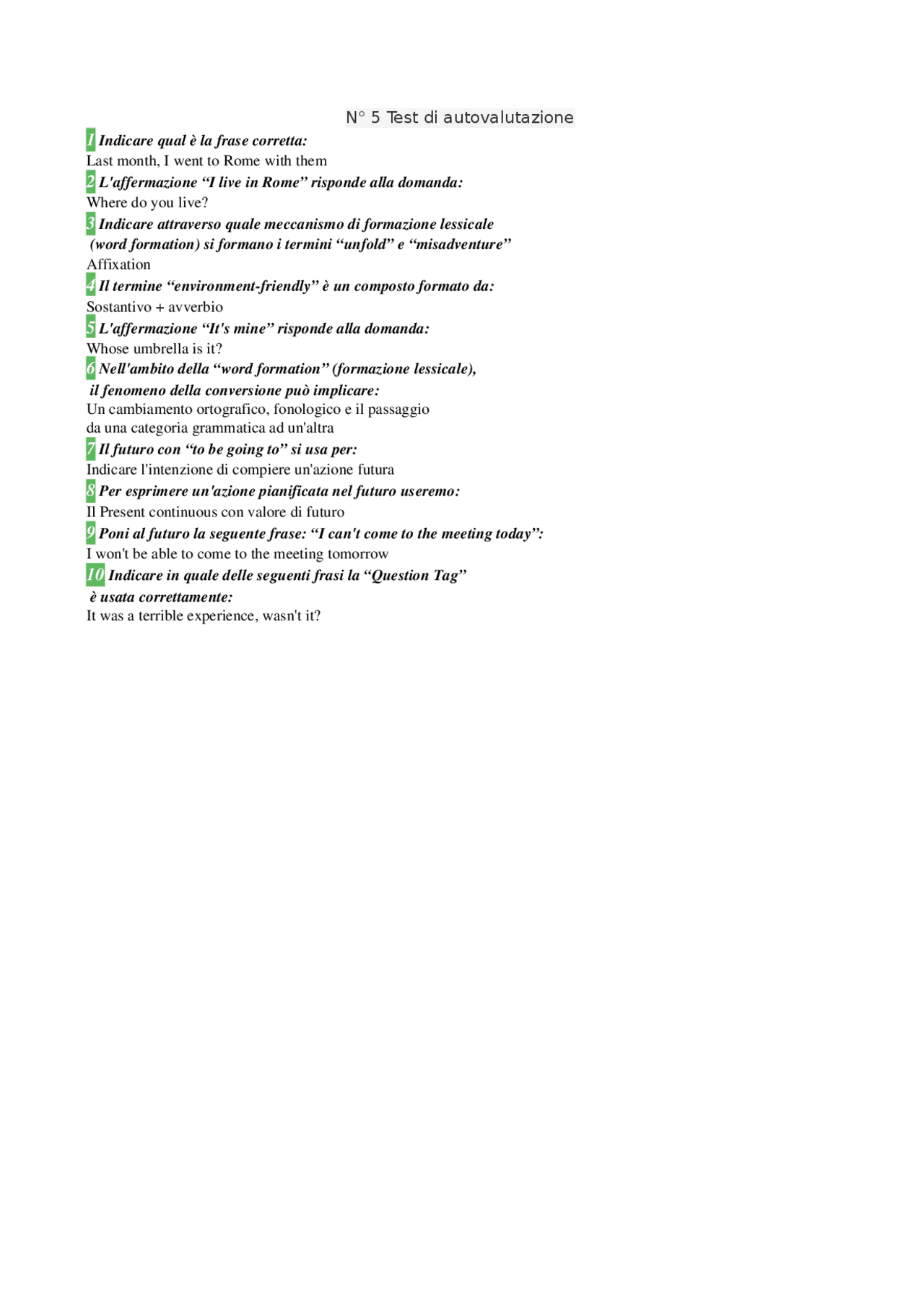 Esame Lingua Inglese Docsity