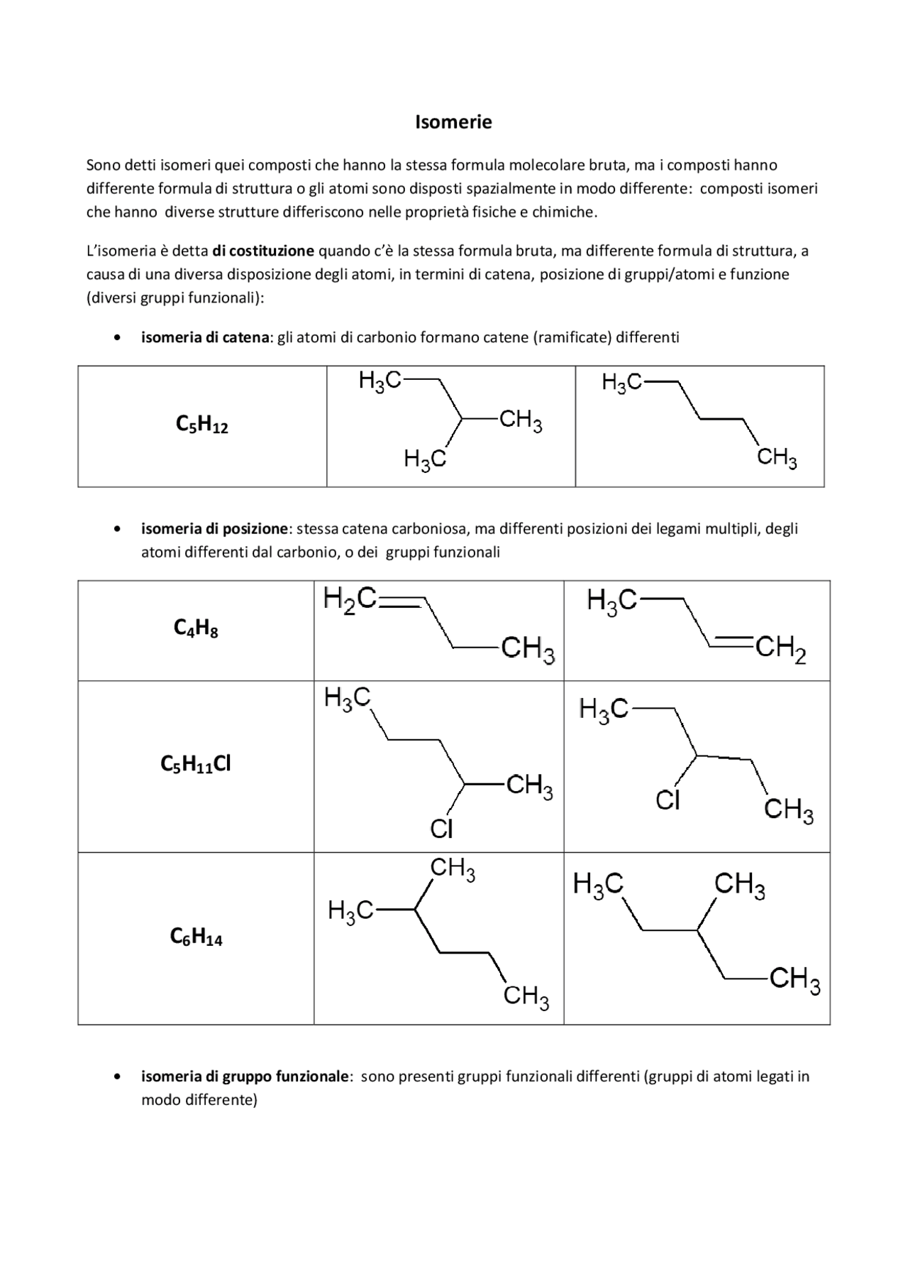 Isomerie nei composti organici - Docsity