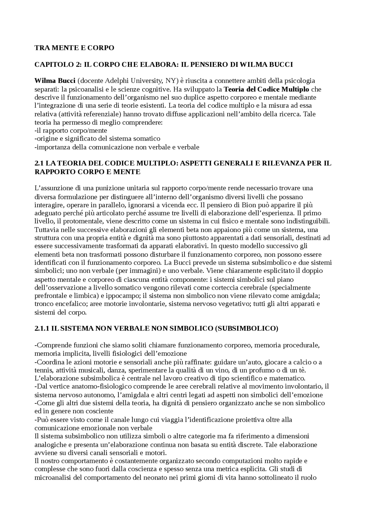 Tra Mente E Corpo Solano Docsity