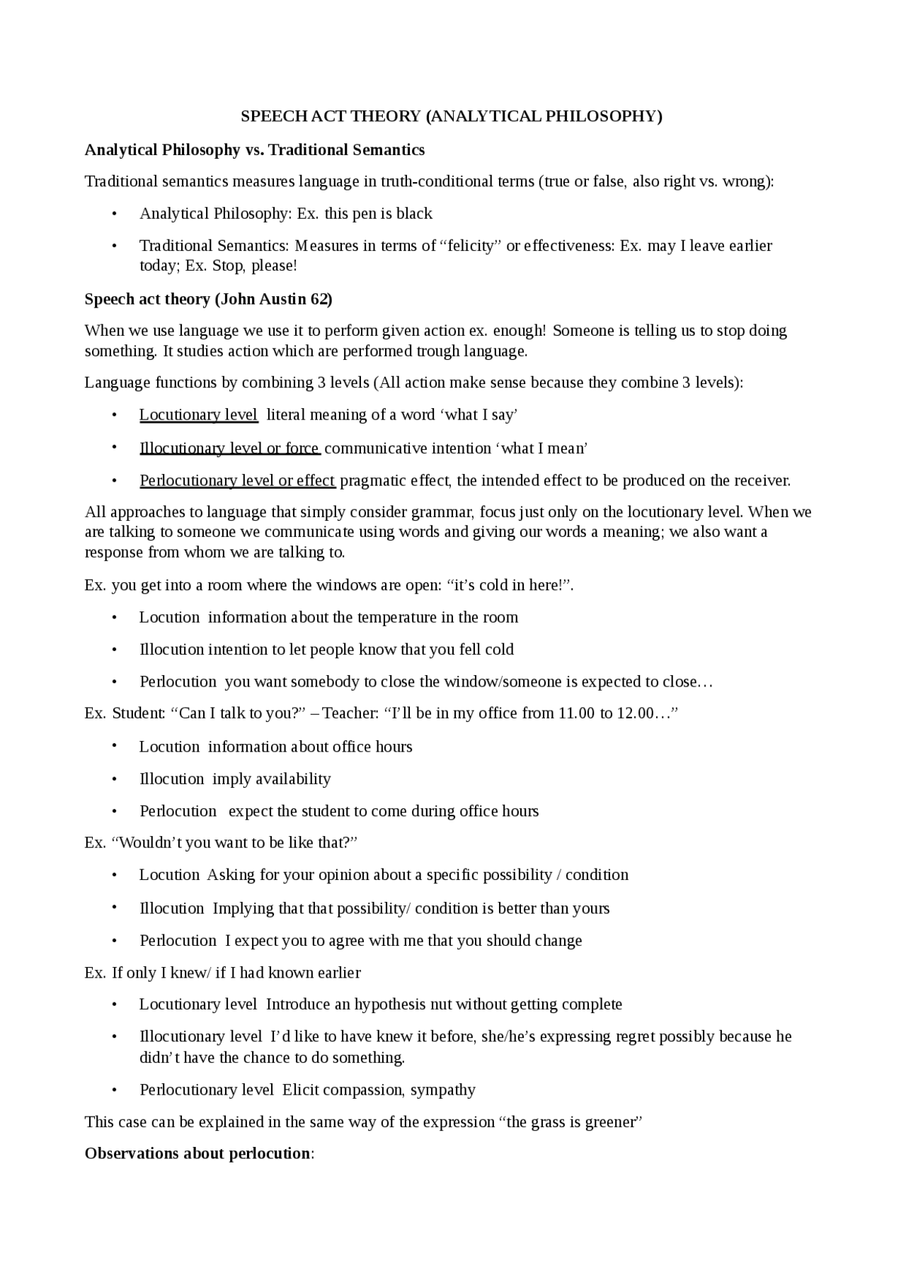 Appunti Sulla Speech Act Theory Docsity