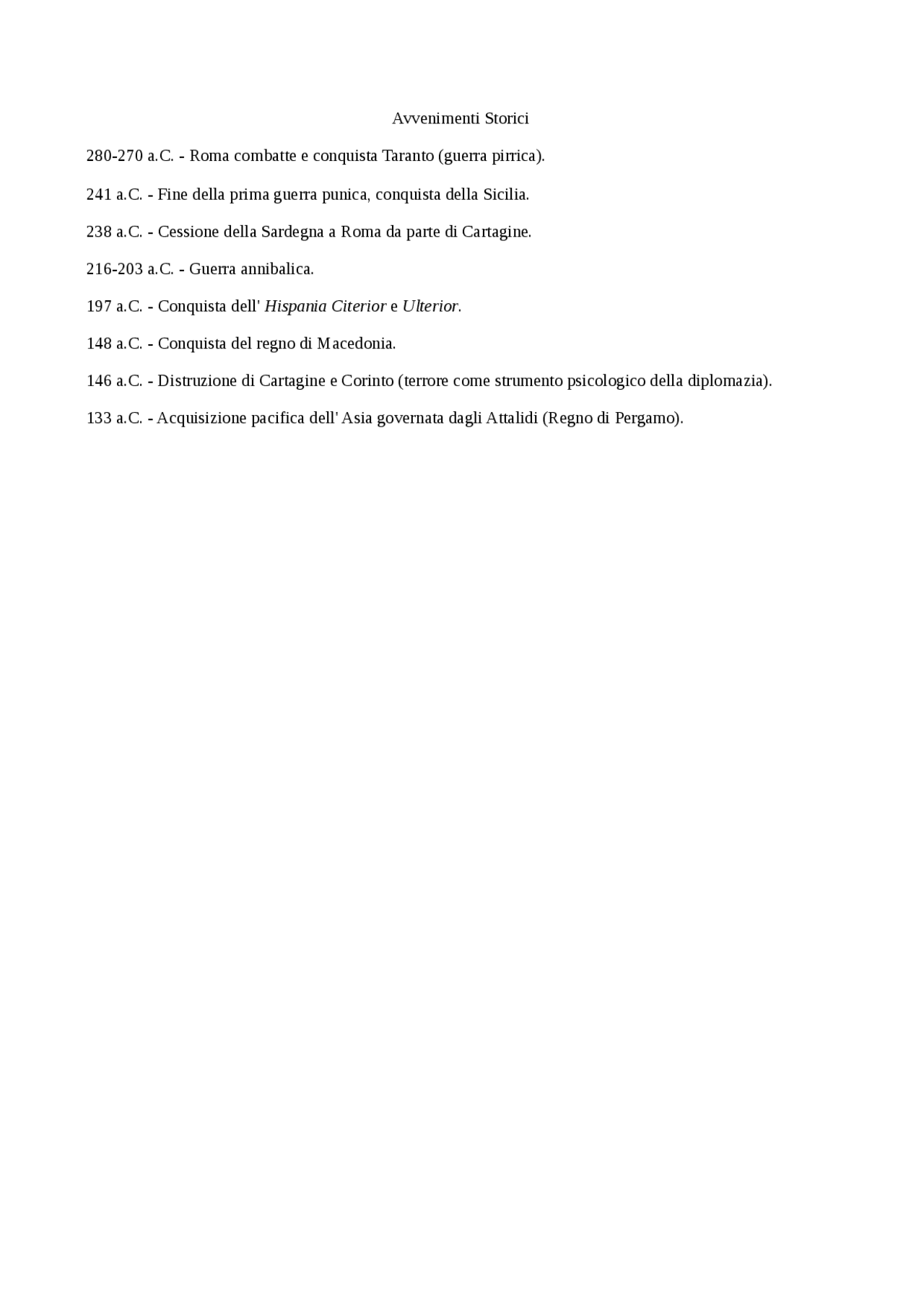 Avvenimenti Storici Docsity