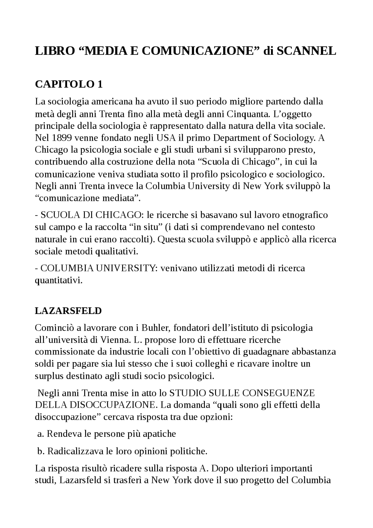Esame Sociologia Della Comunicazione Docsity