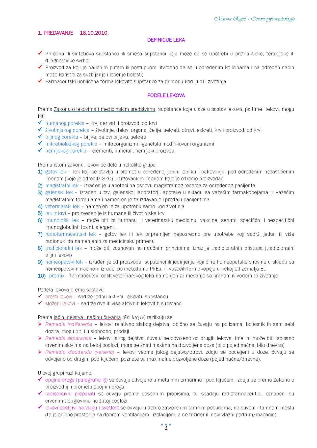 Osnovi farmakologije: definicije leka i podele lekova | Skripte ...