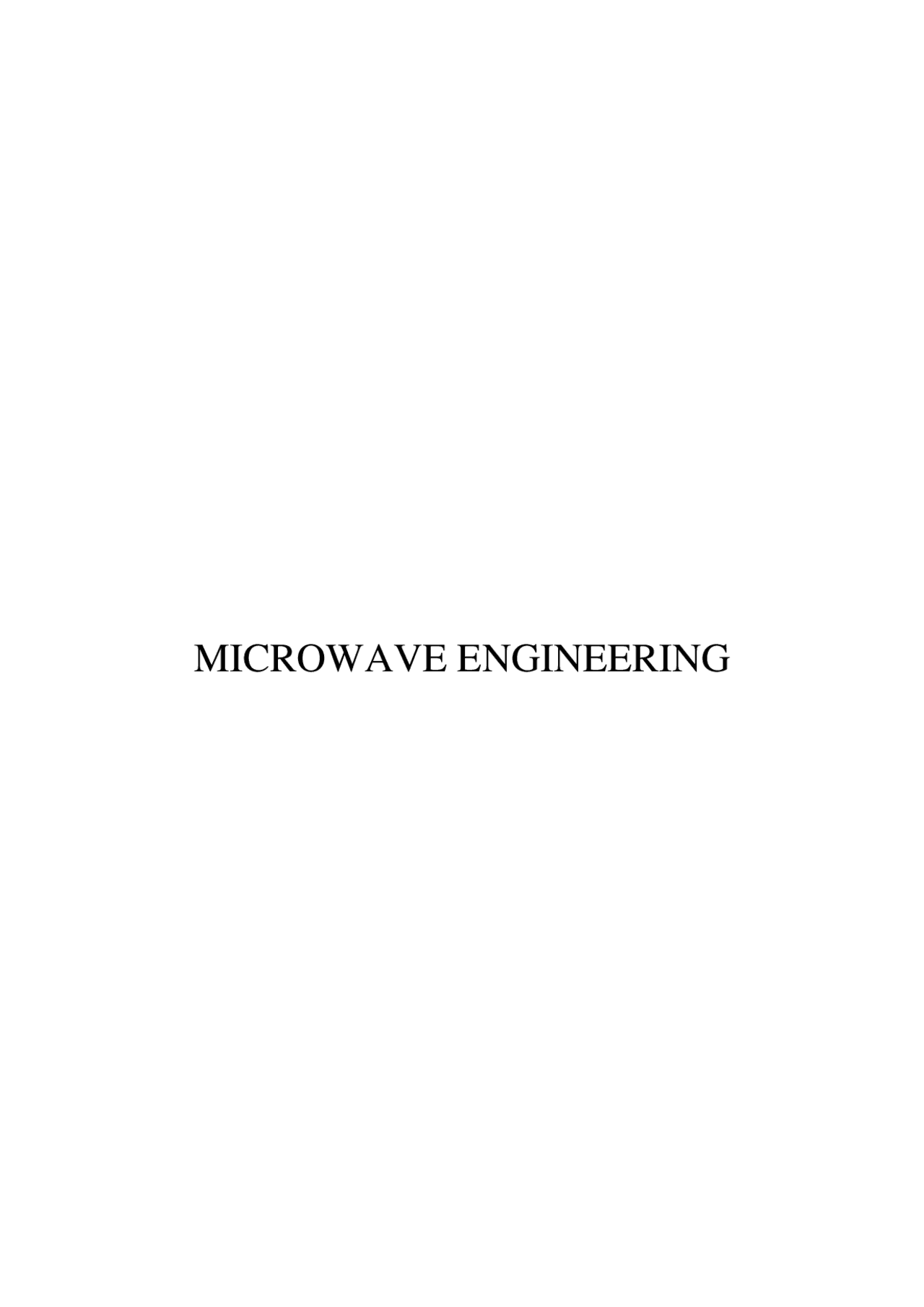 Micro Wave Engineering Docsity